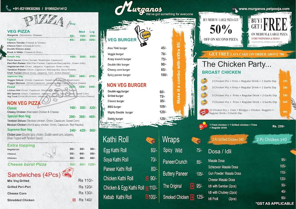 Menu at MURGANO'S, Ner Chowk
