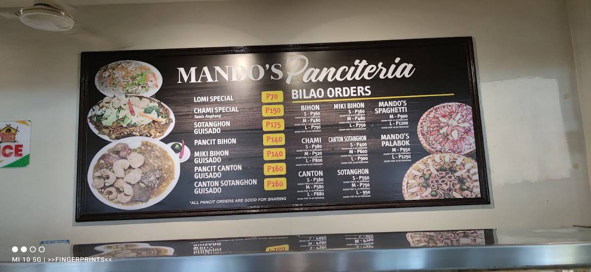 Menu at Mando And Elvie's Lutong Bahay restaurant, Santo Tomas
