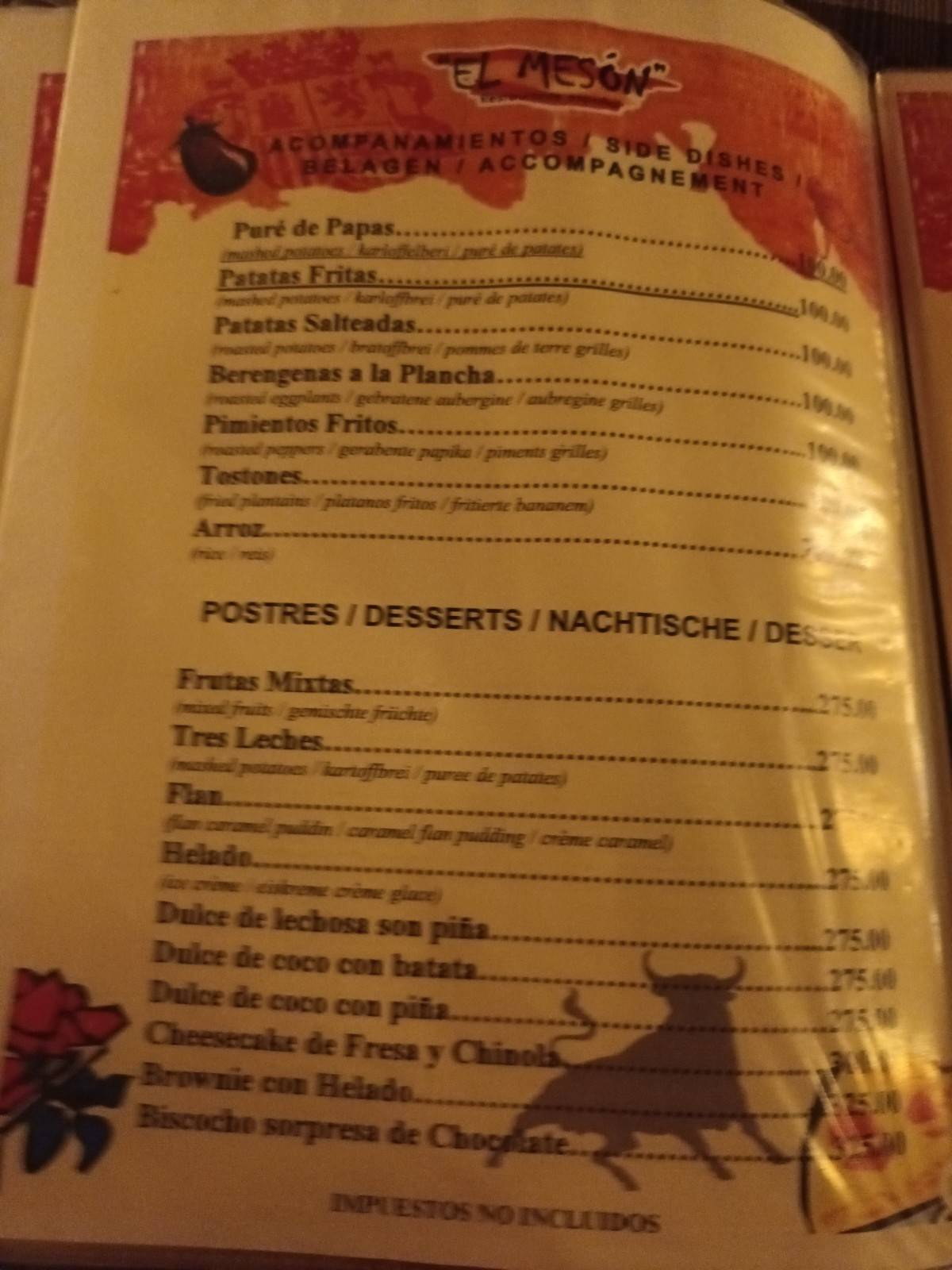 Menu at Meson Spanish Restaurant, Juan Dolio