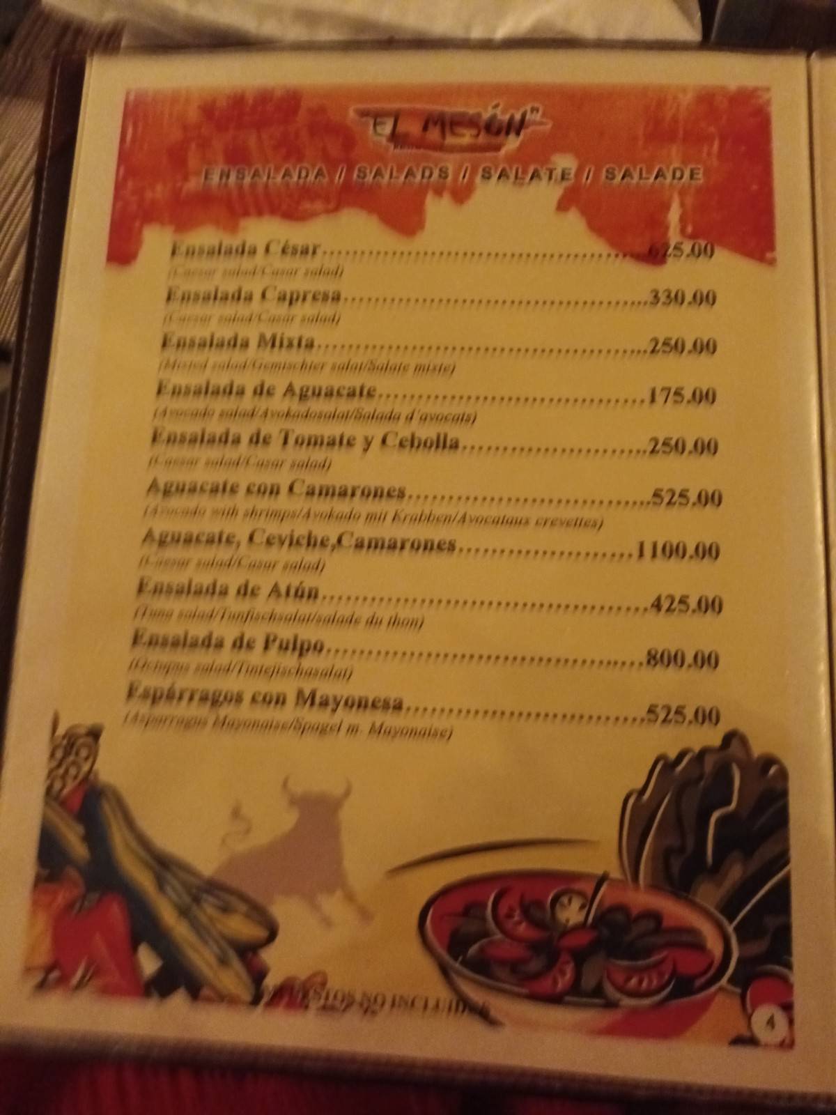 Menu at Meson Spanish Restaurant, Juan Dolio