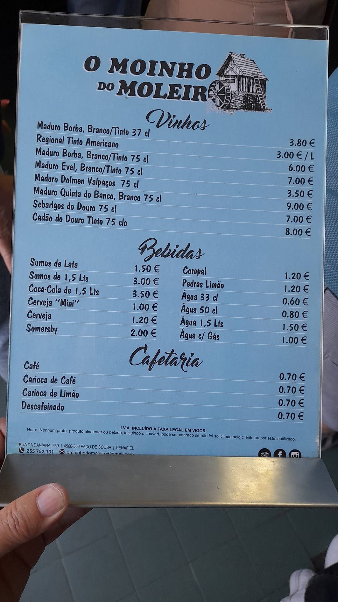 Menu em Moinho do Moleiro restaurante, Paço de Sousa
