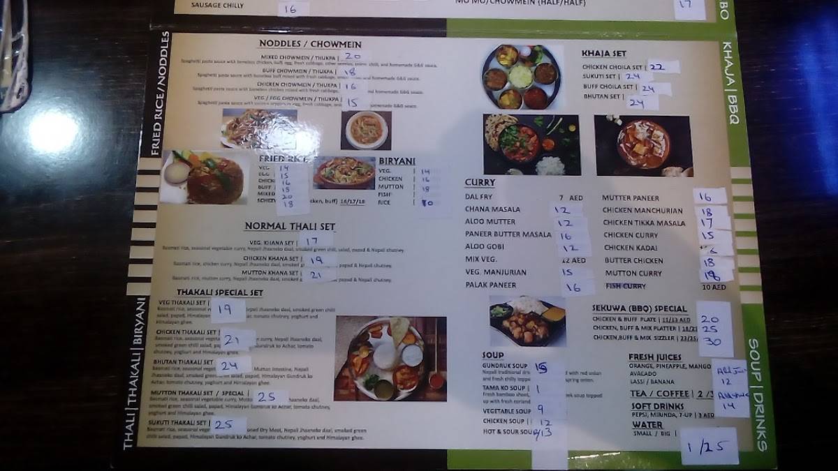 Menu at Momo House Nepali Restaurant, UAE