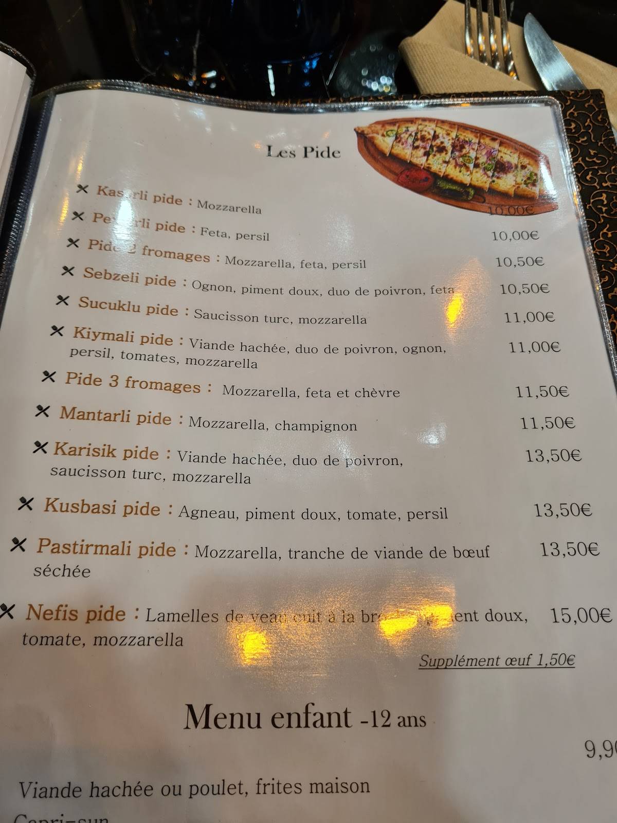 Menu au NEFIS restaurant, Paris