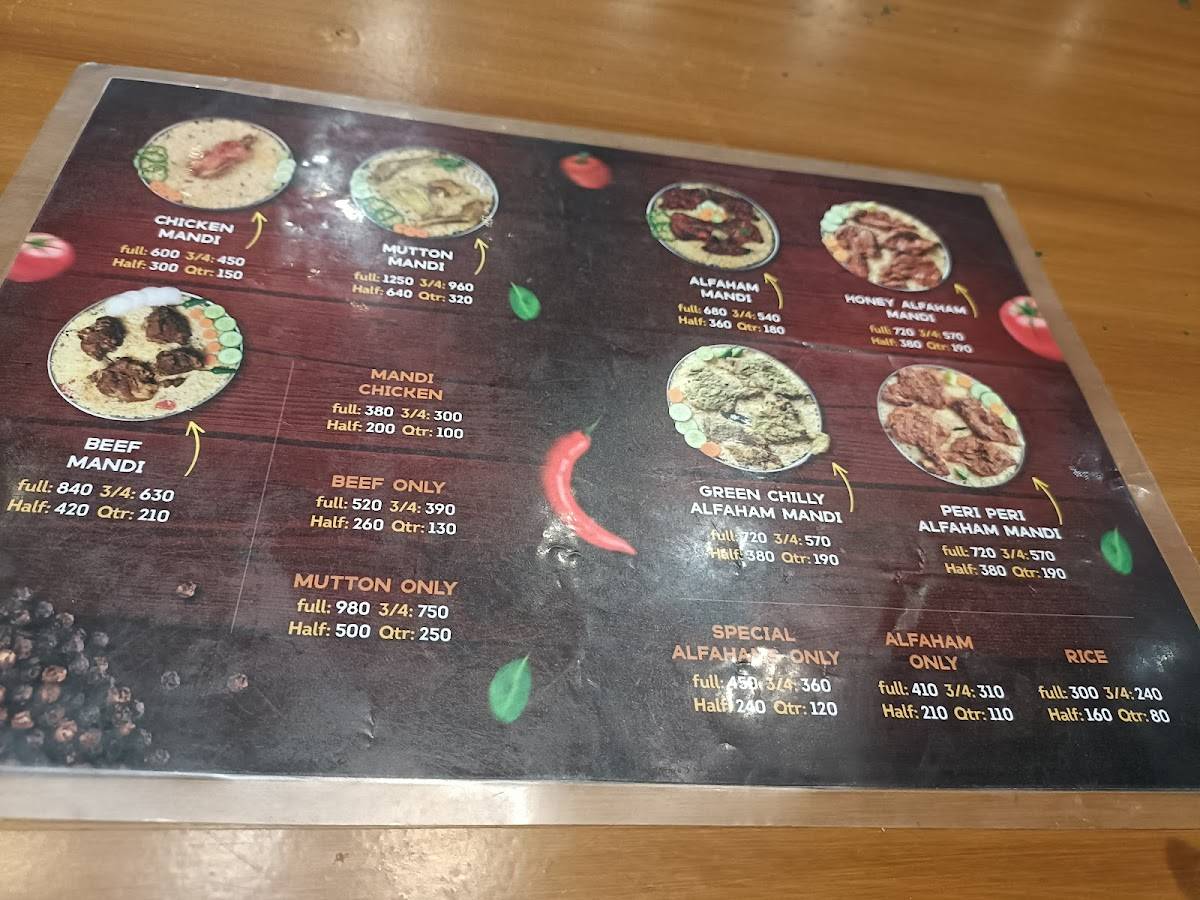 Menu at Nahdi Kuzhimandhi, Palakkad