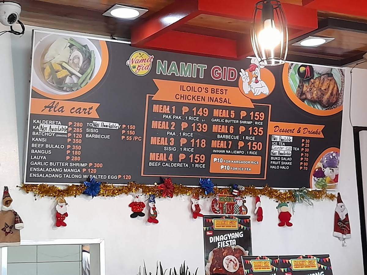 Menu at Namit Gid restaurant, Pasig