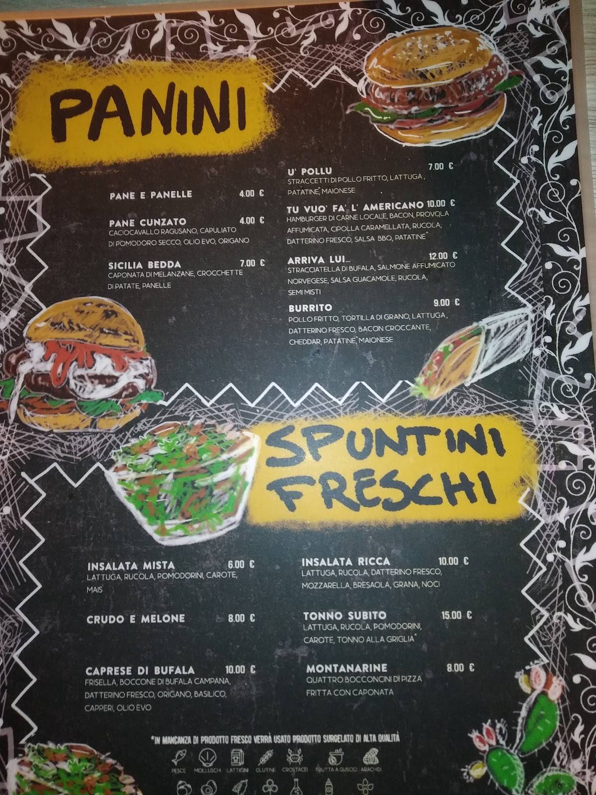 Menu at Niria Fritt Food restaurant, Modica