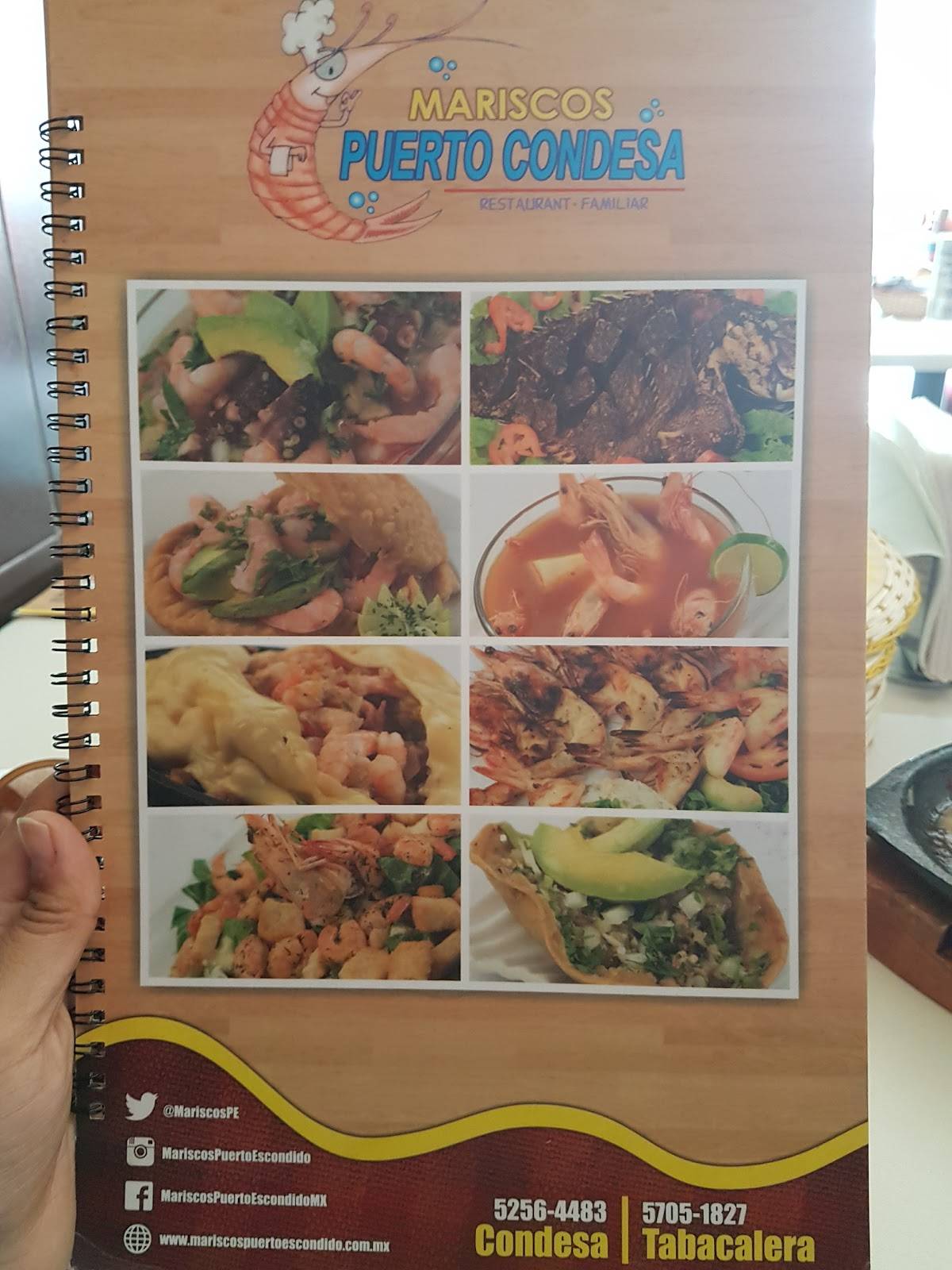 Menu at PUERTO CONDESA restaurant, Mexico City