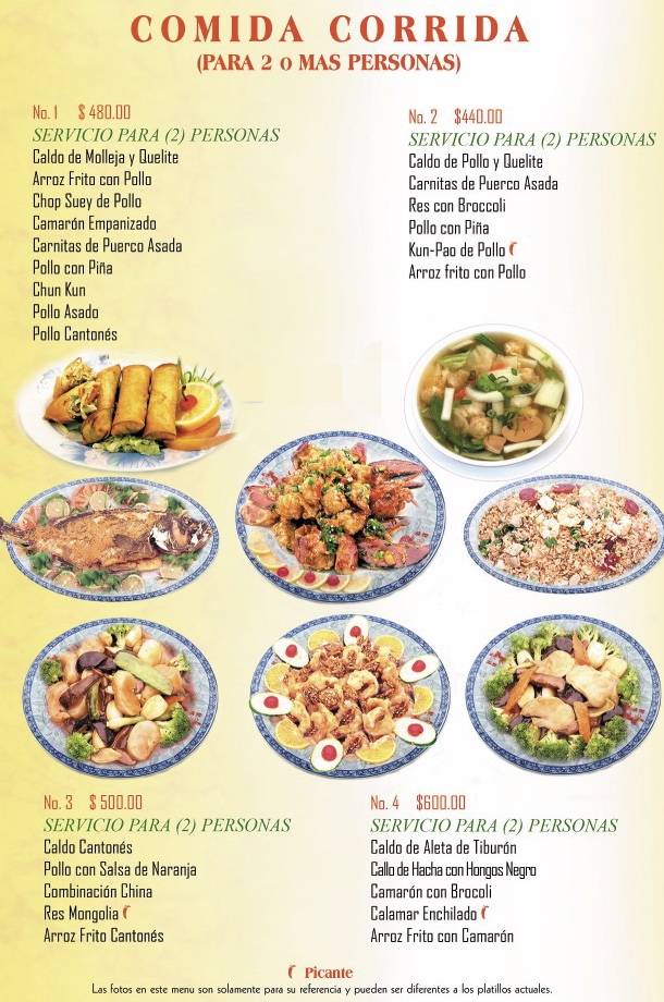 Menu at Restaurant Palacio Royal, Tijuana, Blvd. Agua Caliente 9650
