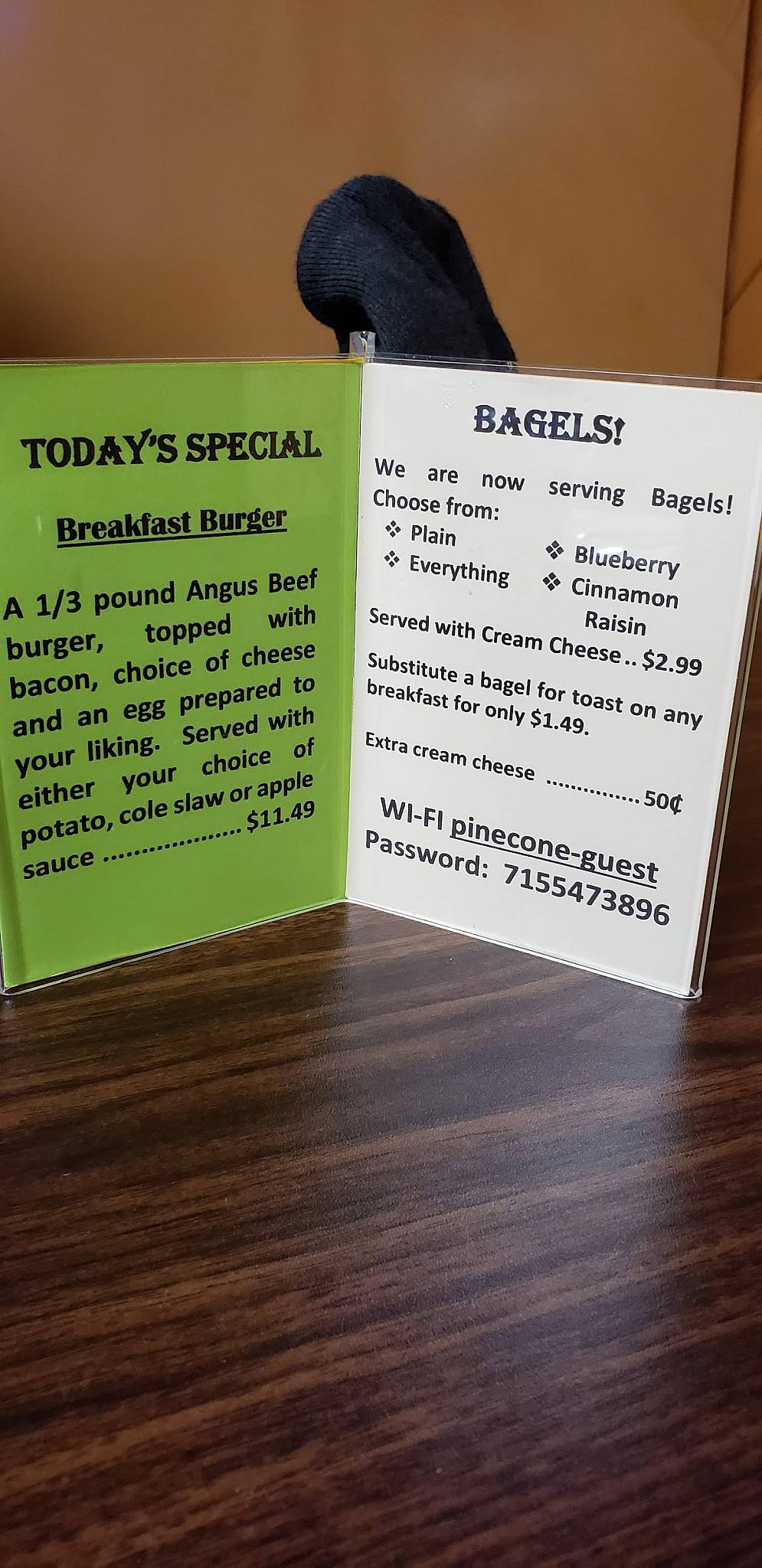 Menu at Pine Cone Cafe, Land O' Lakes