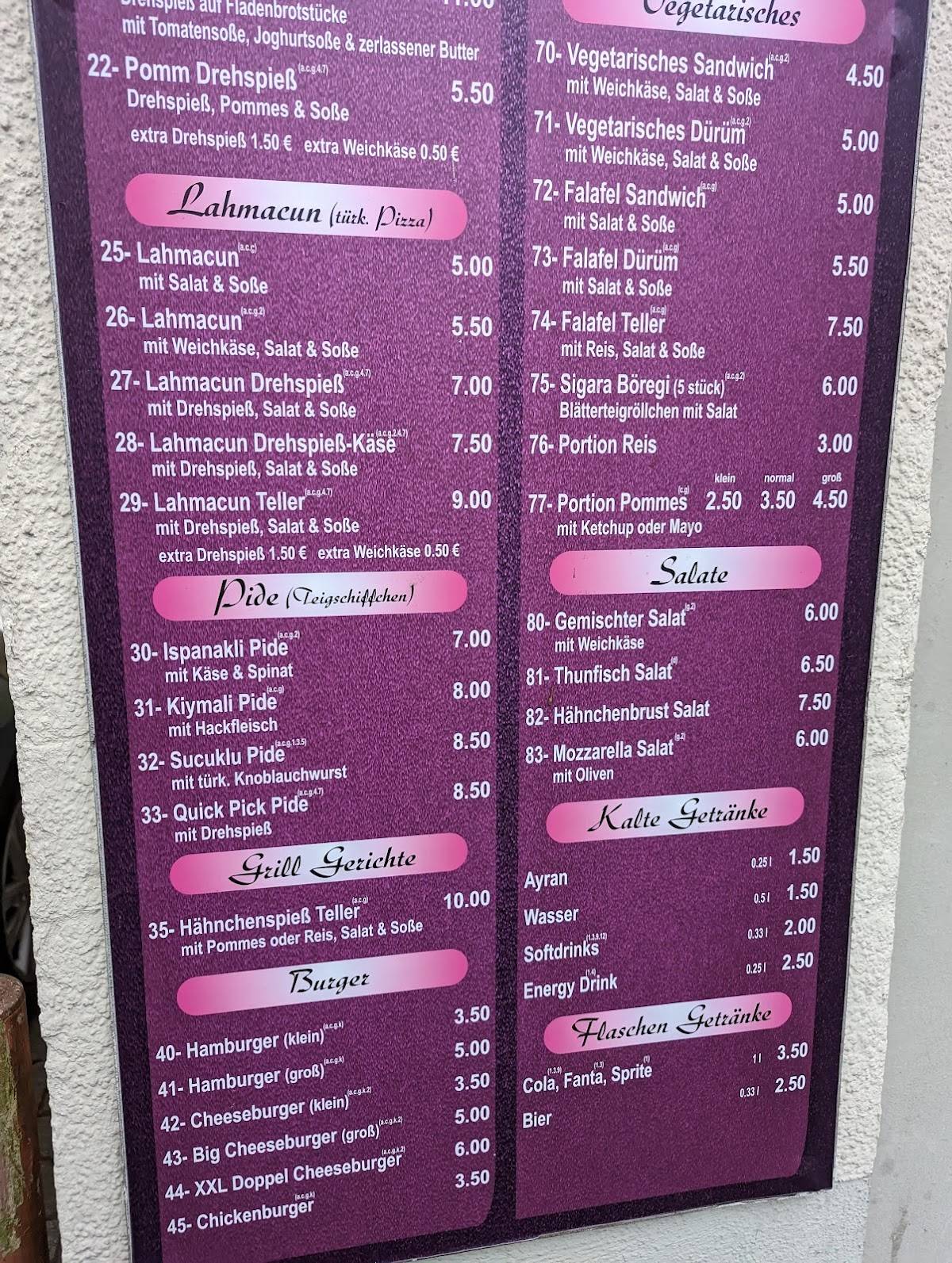 Menu at Quick Pick Döner und Pizza Kronberg, Kronberg