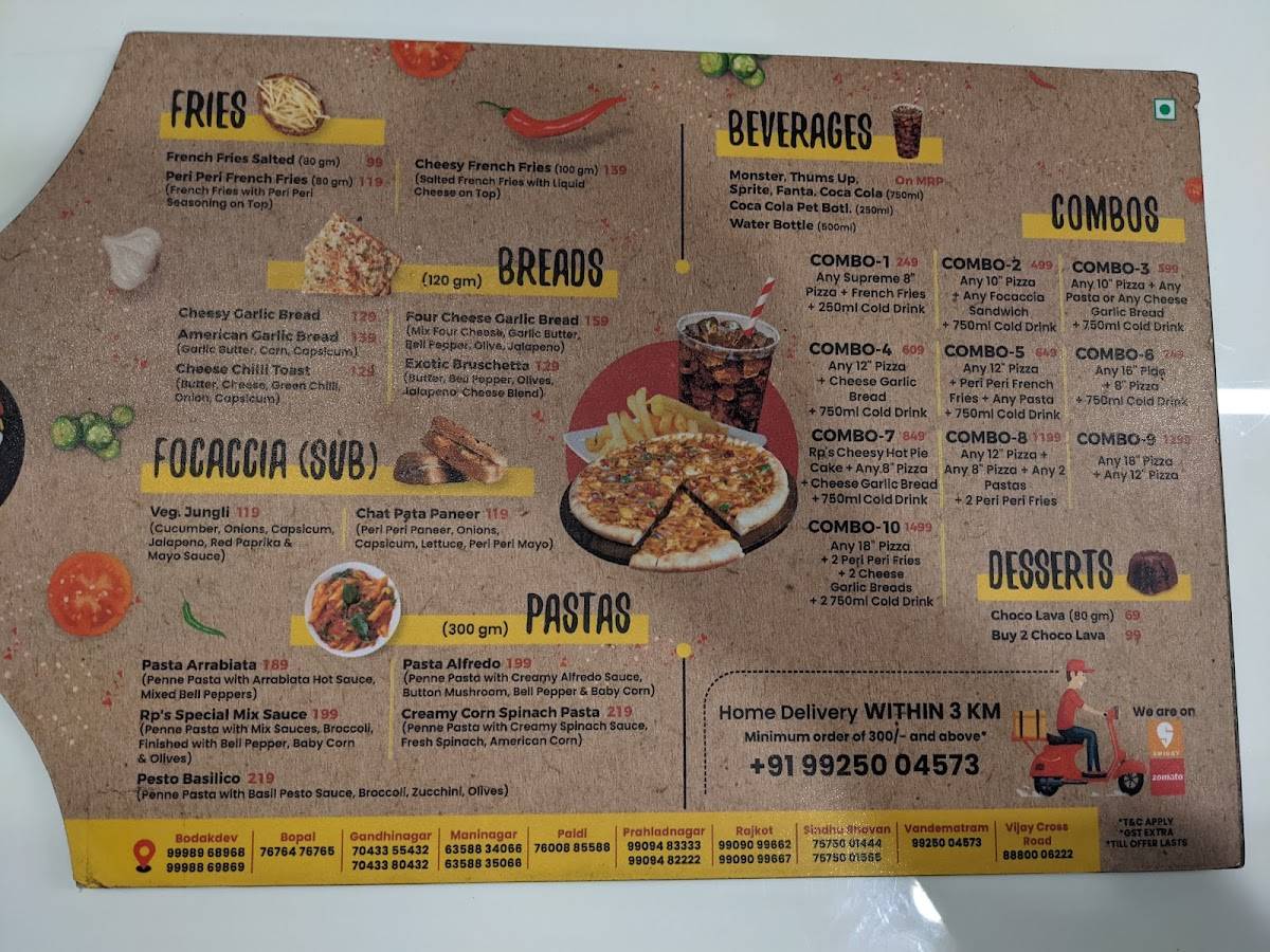 Menu at RP's Pizzeria Vandematram, Ahmedabad