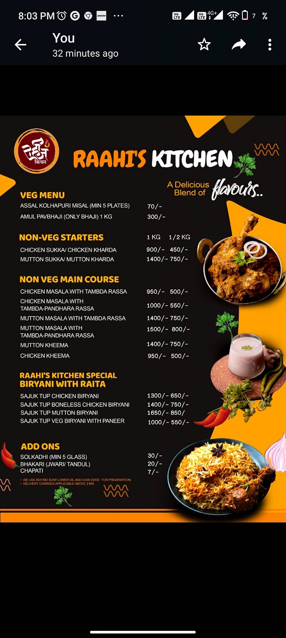 Menu at Raahi's Kitchen, Pune
