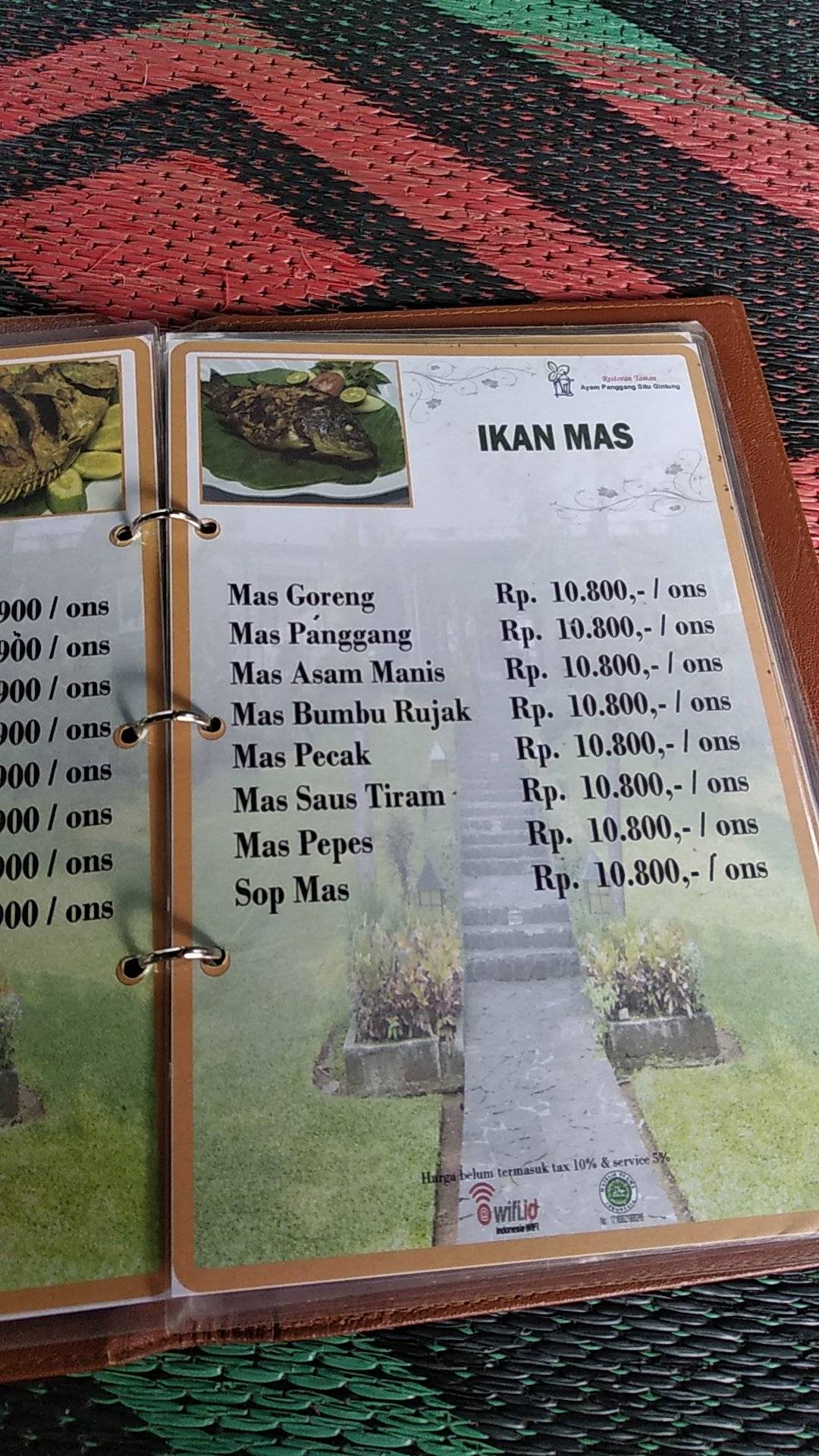 Menu at Restoran Taman Ayam Panggang Situ Gintung restaurant, South ...