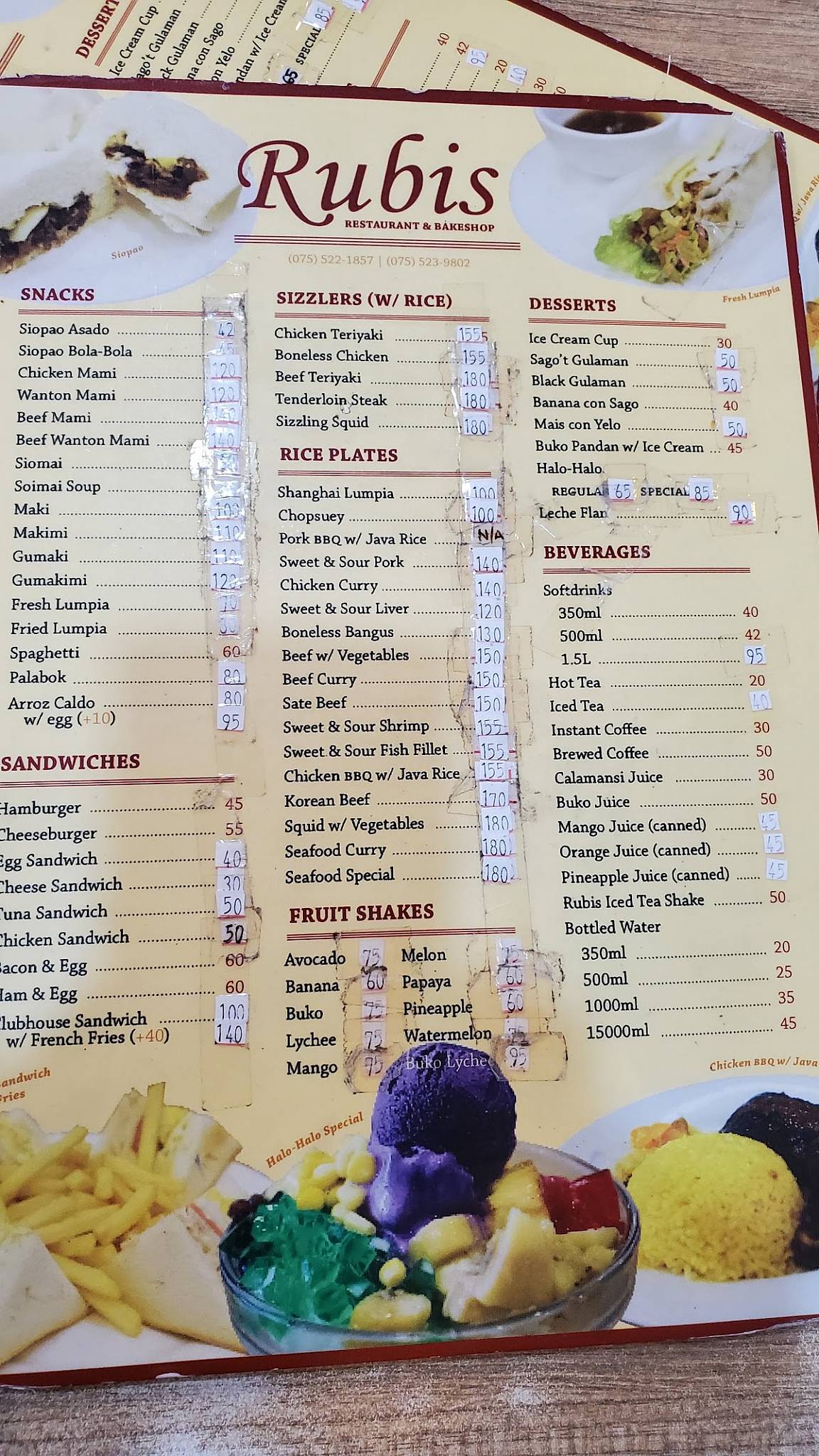 Carta de Rubis Restaurant & Bakeshop, Dagupan, Dagupan-Binmaley Road