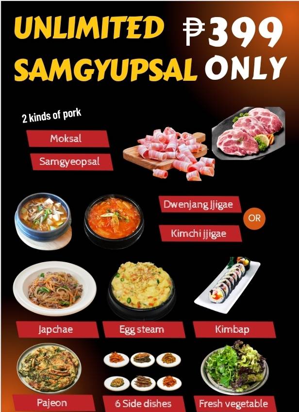 Menu at Seoul Garden Korean BBQ Restaurant, Pasig