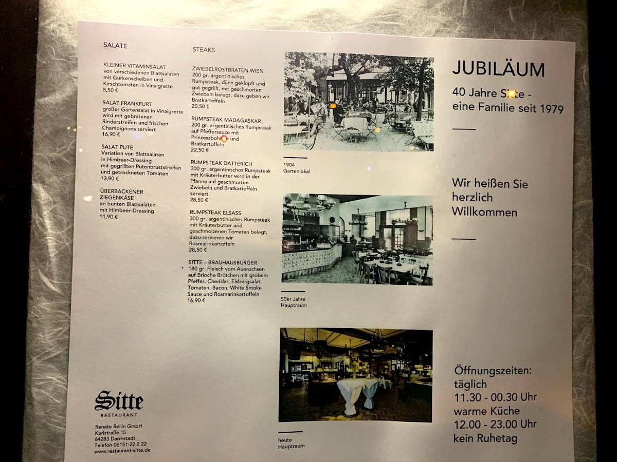 Speisekarte von Restaurant Sitte, Darmstadt