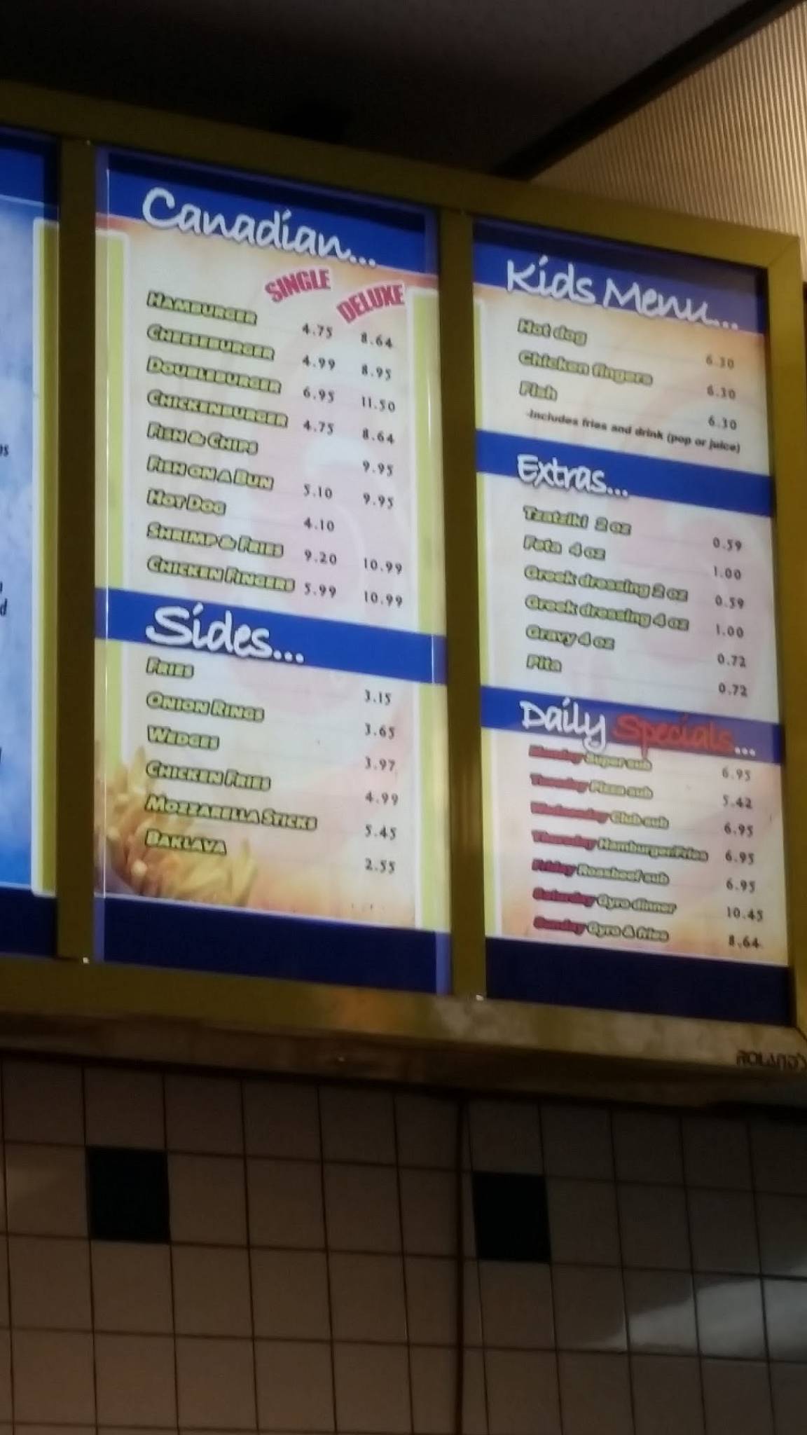 Menu at Sofos Greek Restaurant, Windsor