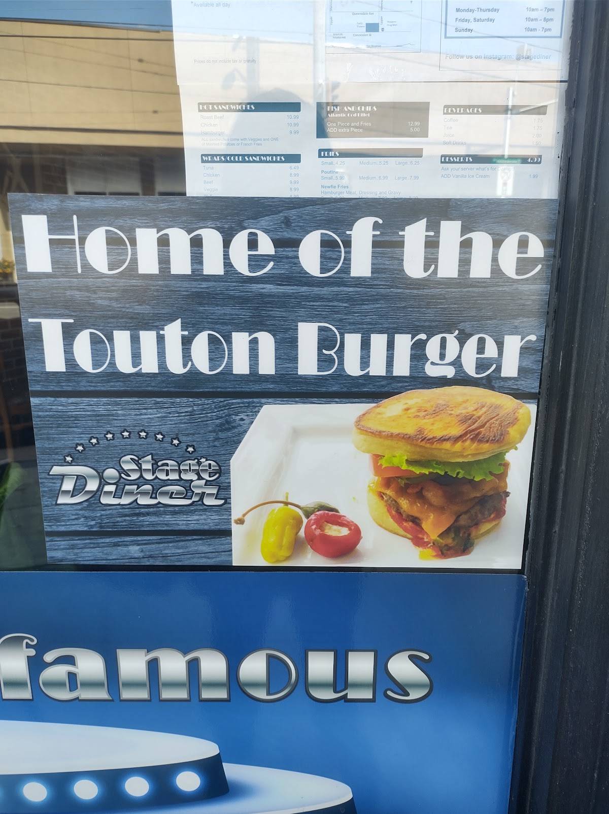 Menu at Stage Diner restaurant, Hamilton