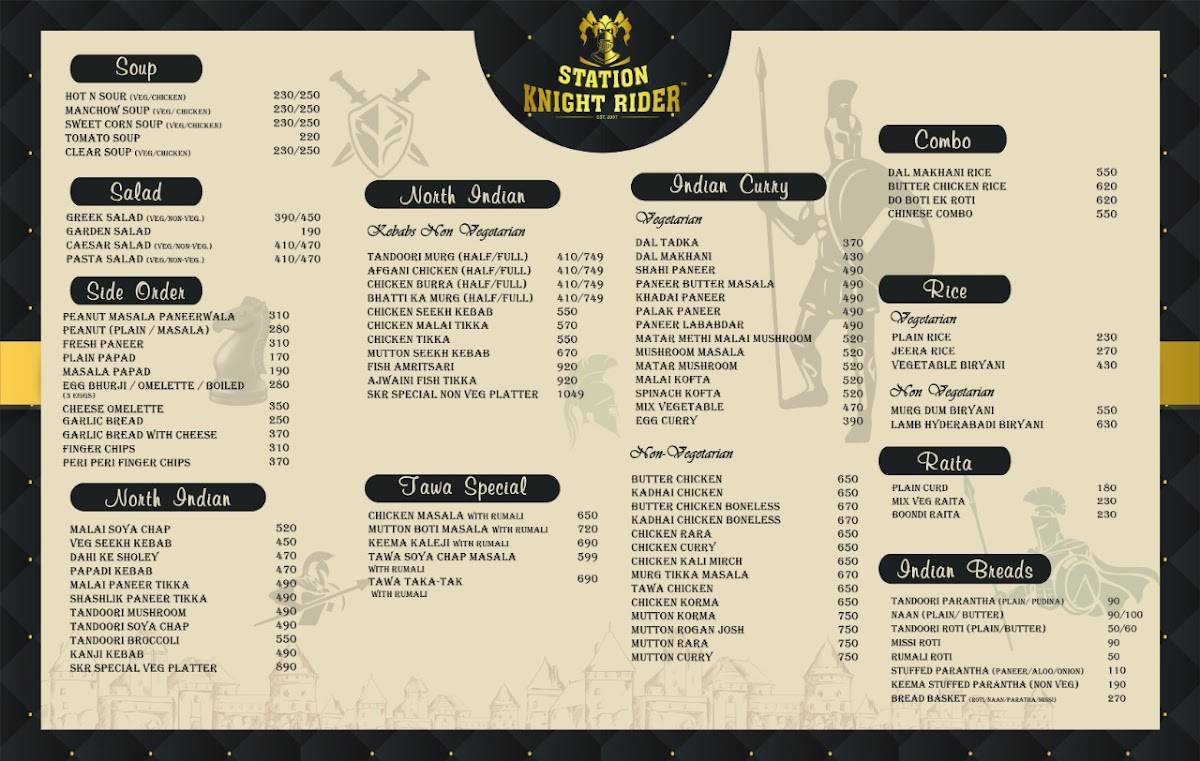 Menu at Station Knight Rider, Gurugram, Old Delhi Gurgaon Rd