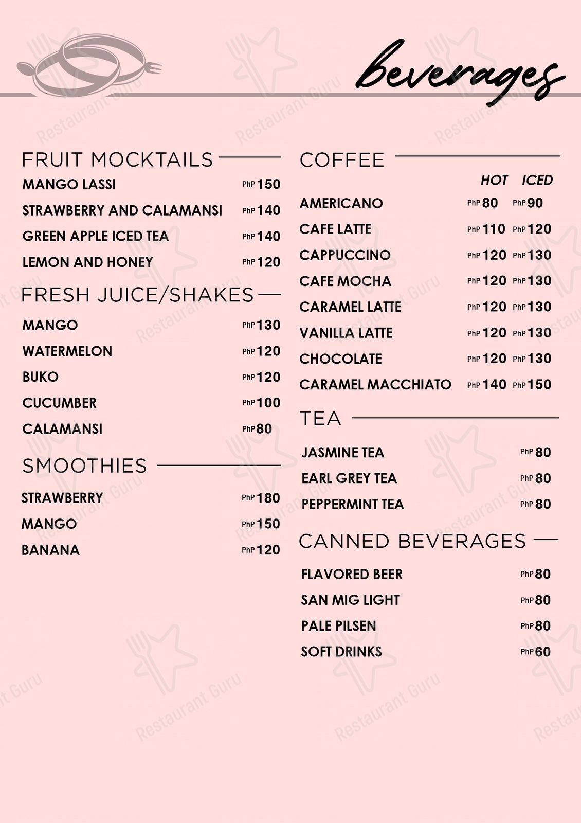 Menu at T&M Restaurant, Sorsogon City