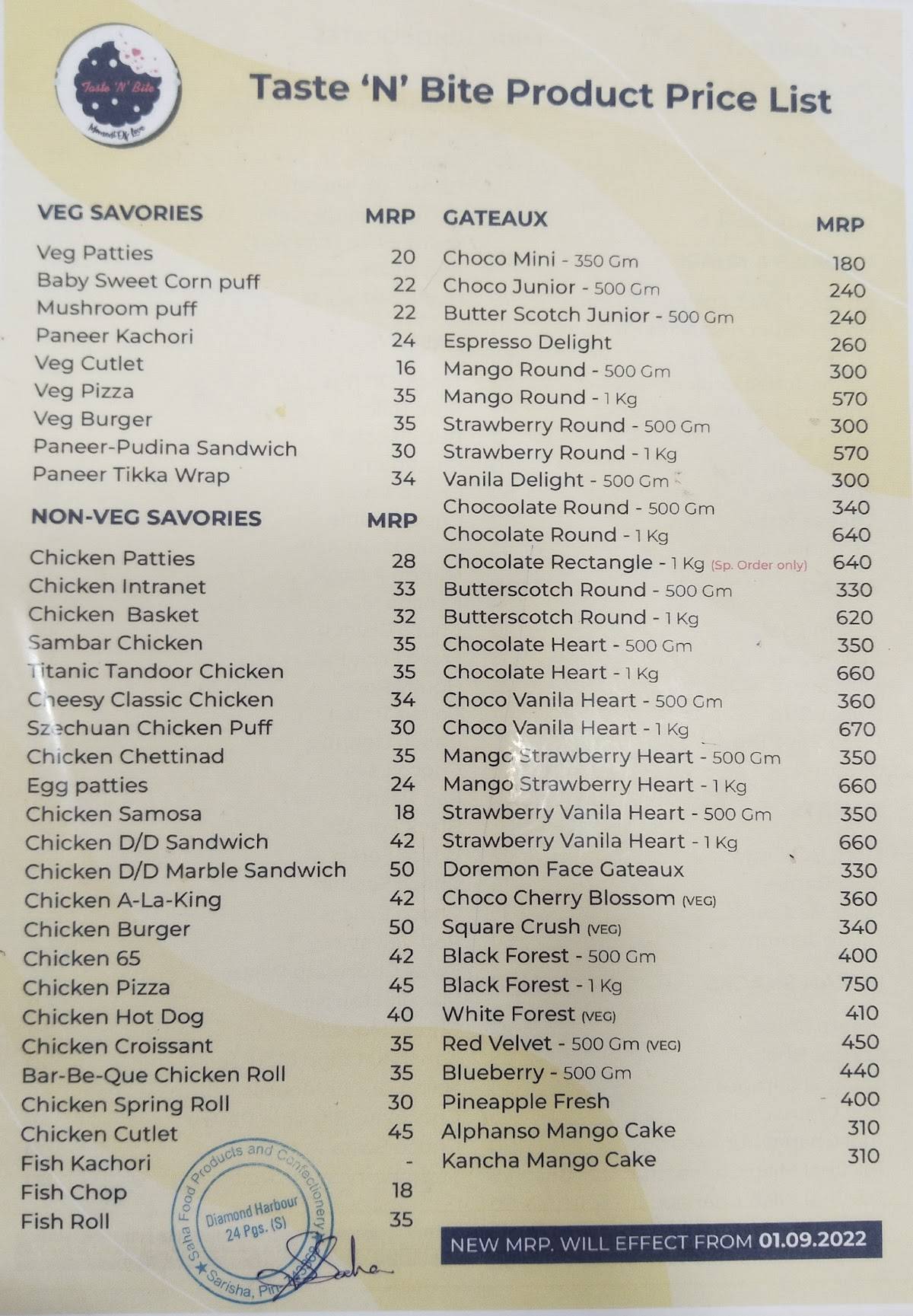 Menu at TASTE 'N' BITE, Janai, Janai