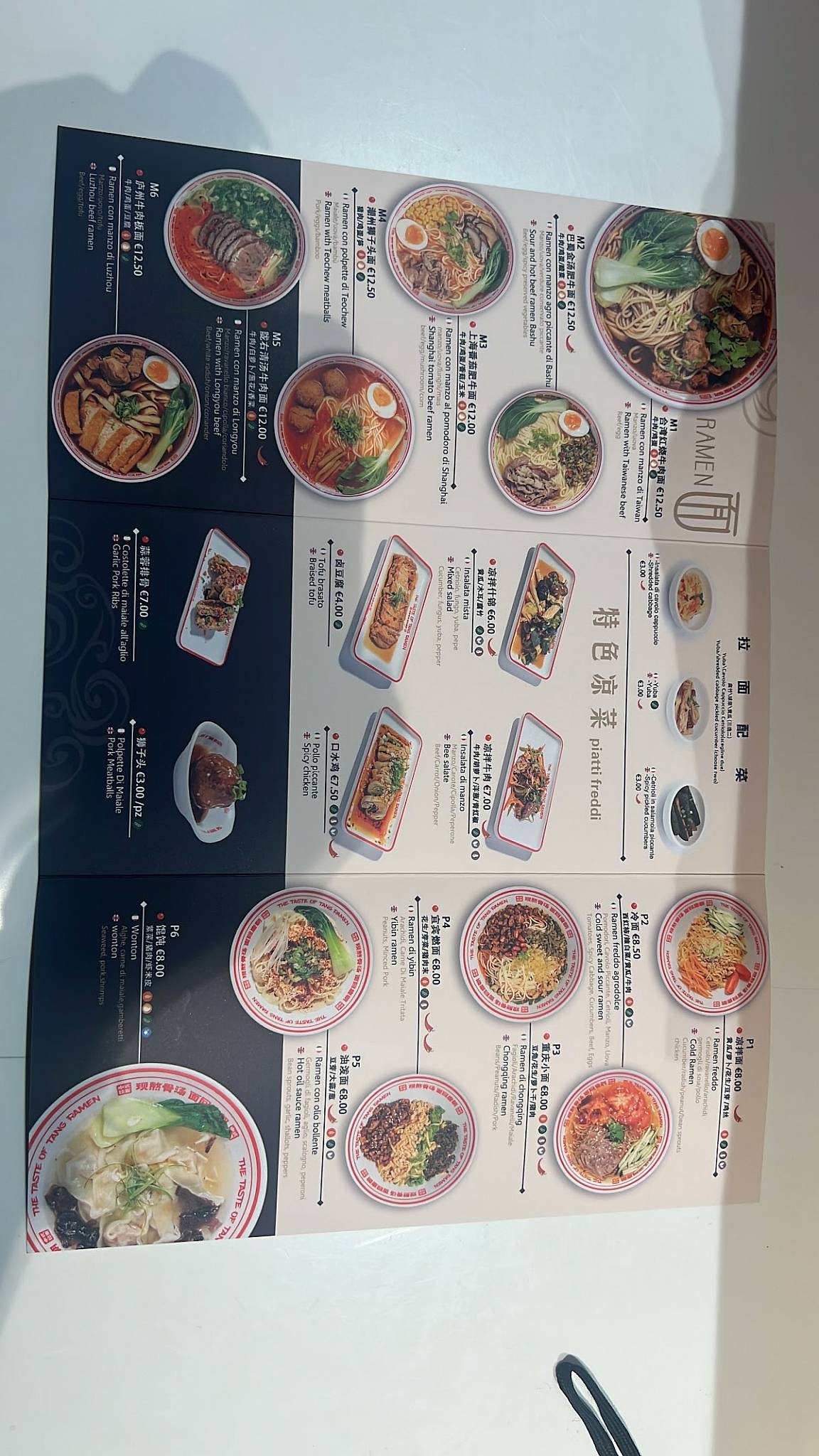 Menu da Tang Ramen ristorante, Padova