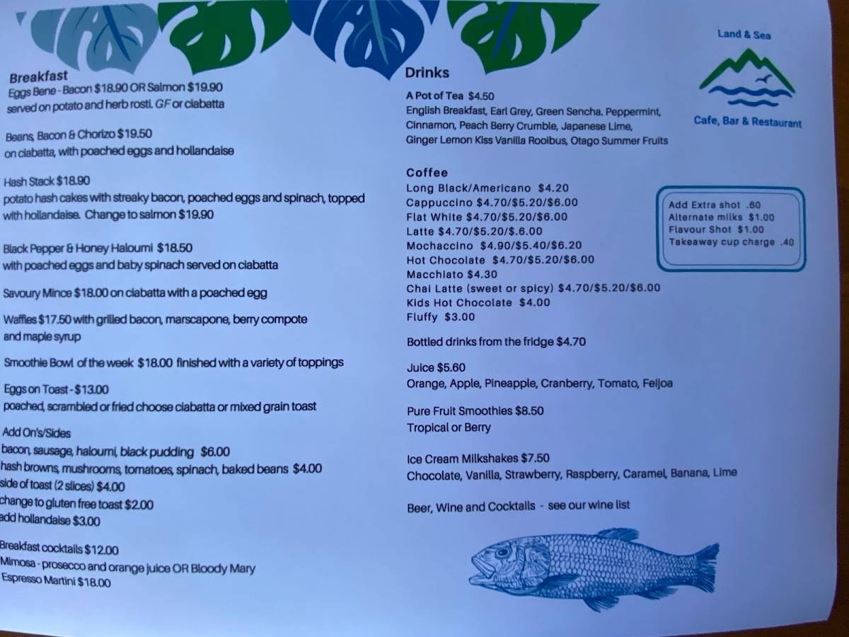 Menu at The Marina Cafe and Restaurant - Marsden Cove, Ruakaka