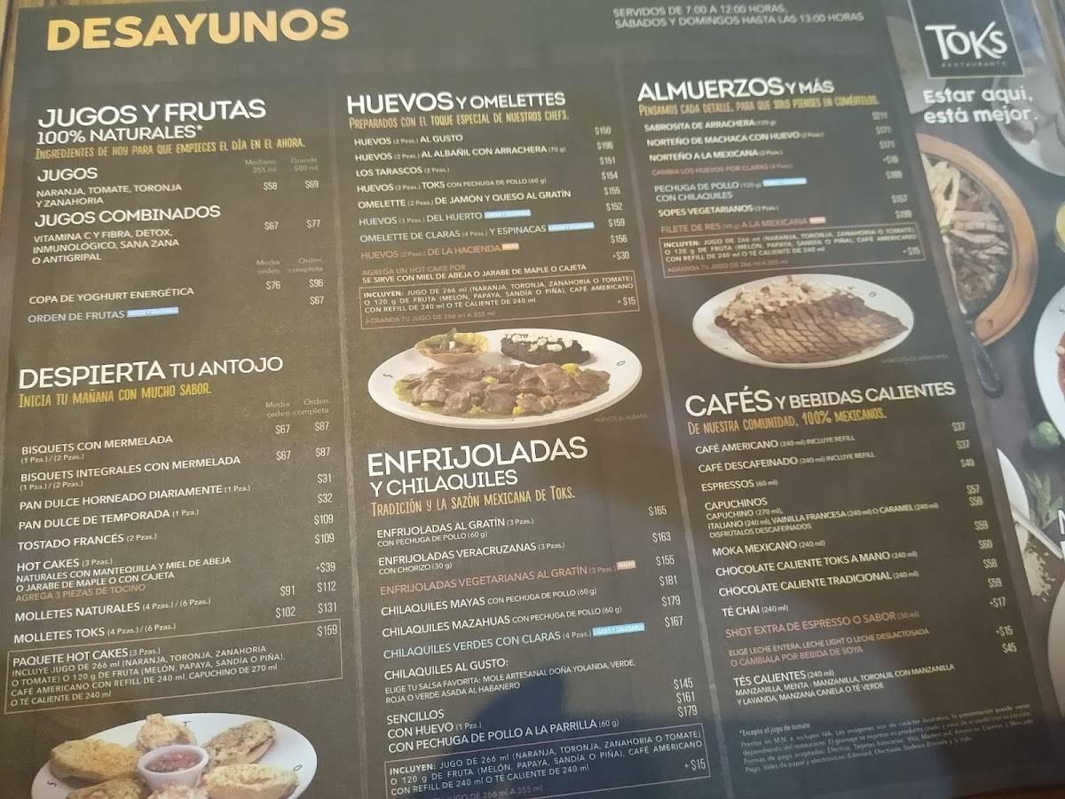 Carta del restaurante Toks Pilares, Ciudad del México, C. J. Enrique ...