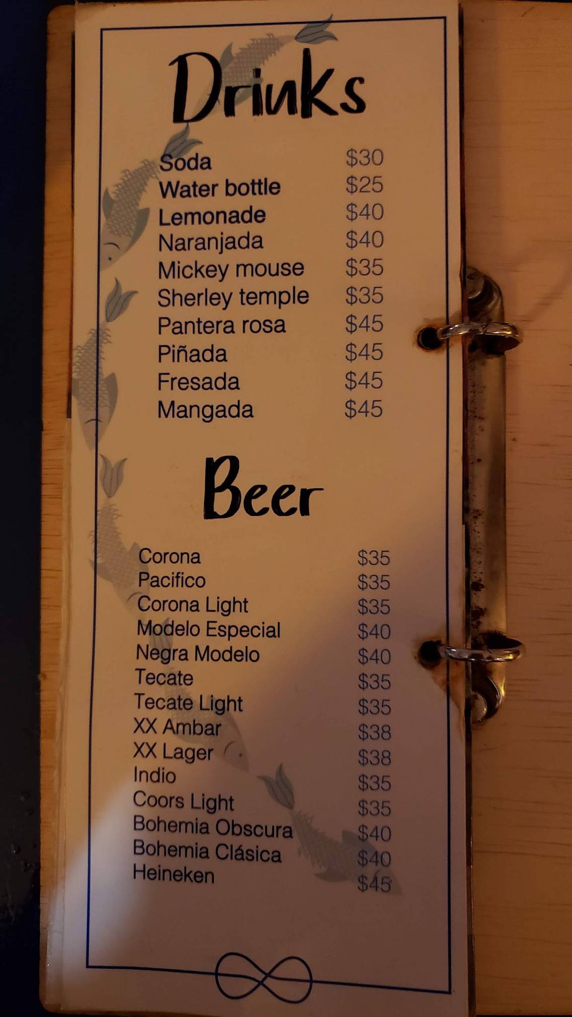 Menu at Tuna Azul Zona Romantica restaurant, Puerto Vallarta