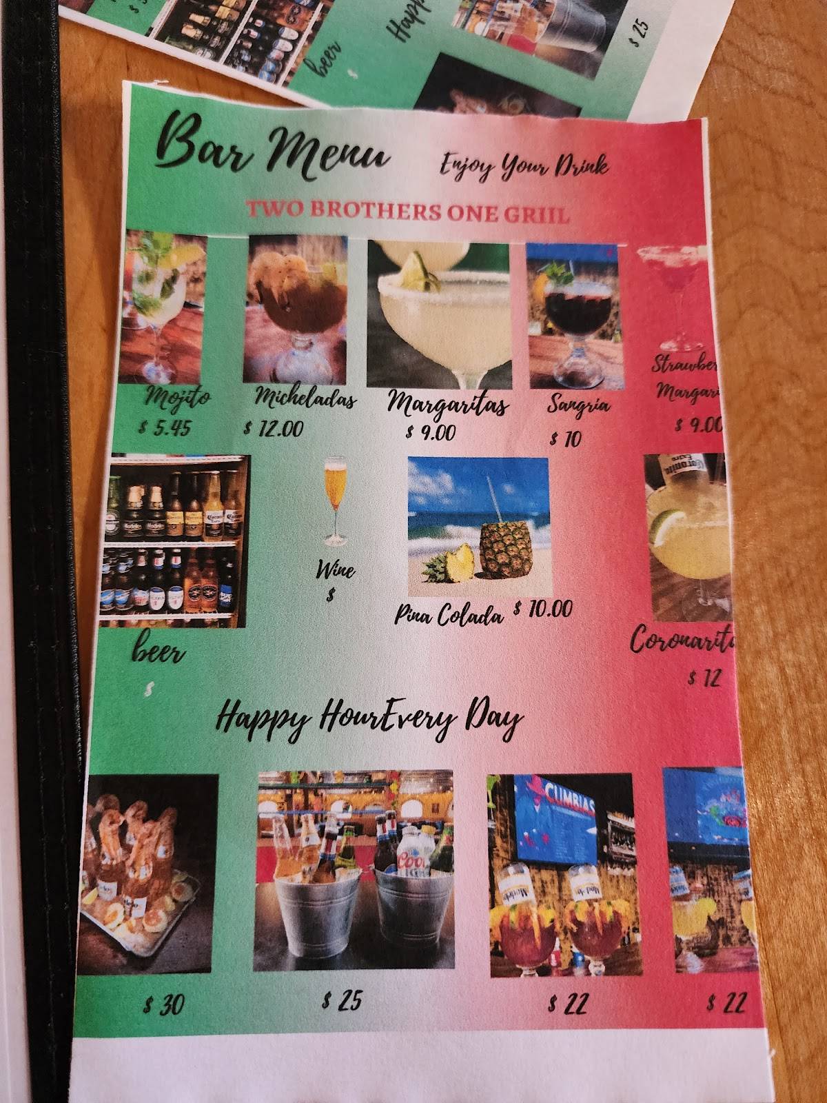 Menu at Two Brothers One grill restaurant, Bartow