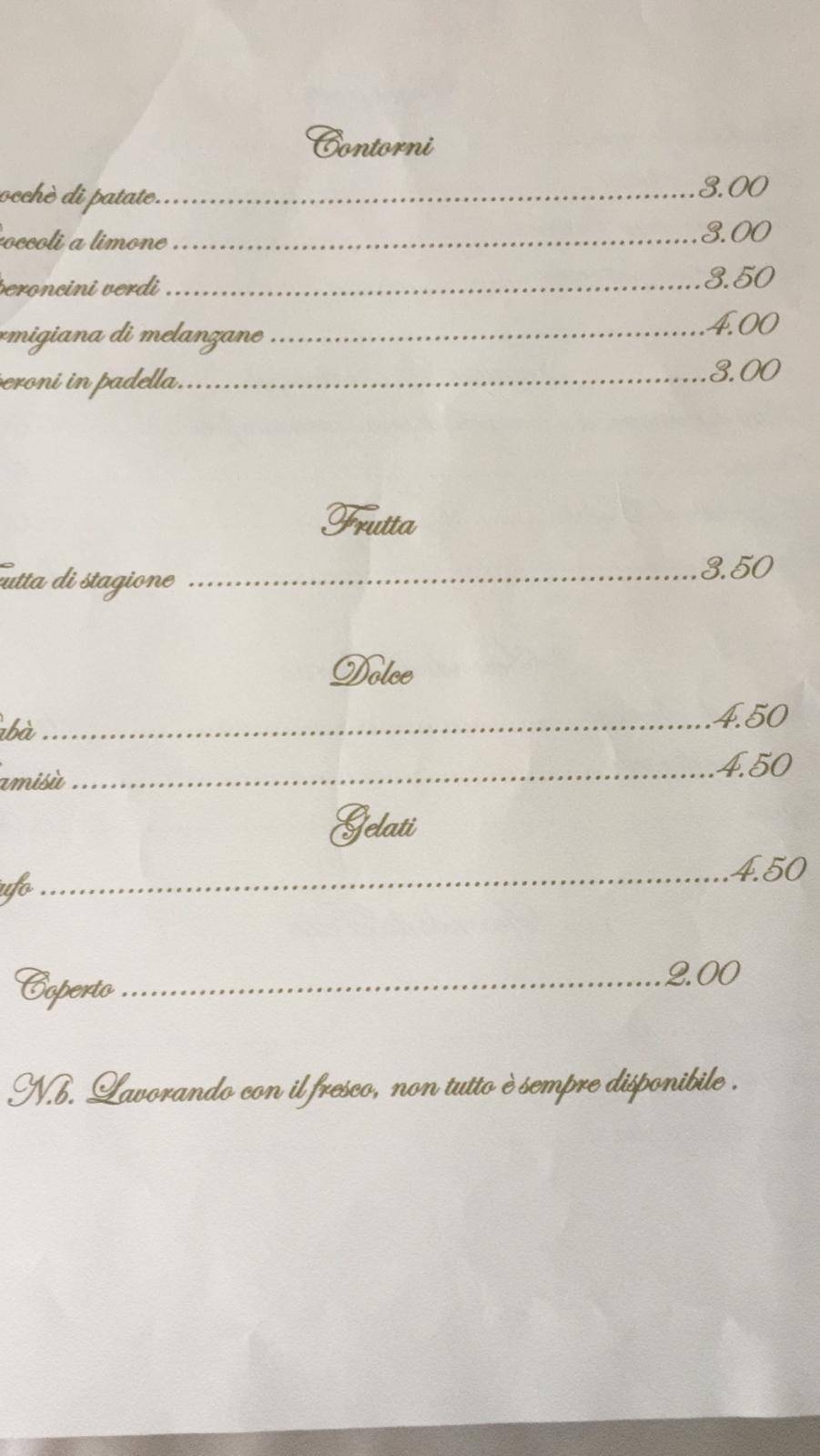 Menu au Vini e Cucina "Dalle Sorelle" restaurant, Naples, Via Benedetto ...