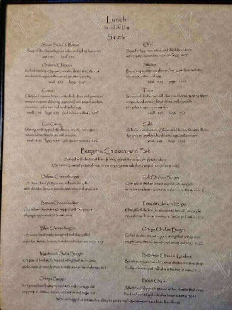 Menu at The Wild Huckleberry restaurant, Wenatchee