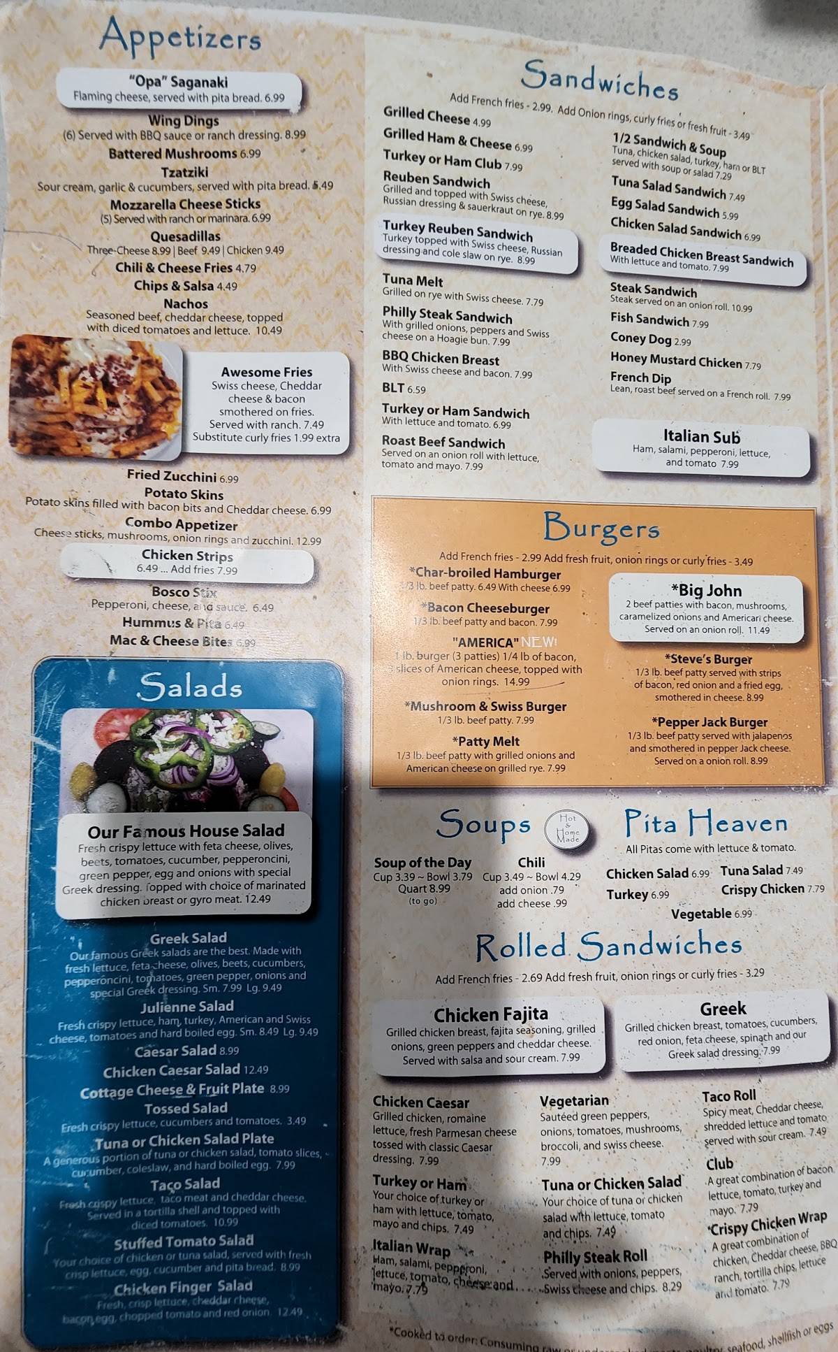 Menu at Zack's of Plymouth restaurant, Plymouth