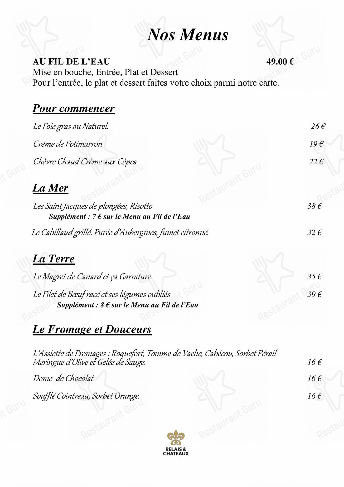 Menu au La Reserve restaurant, Albi
