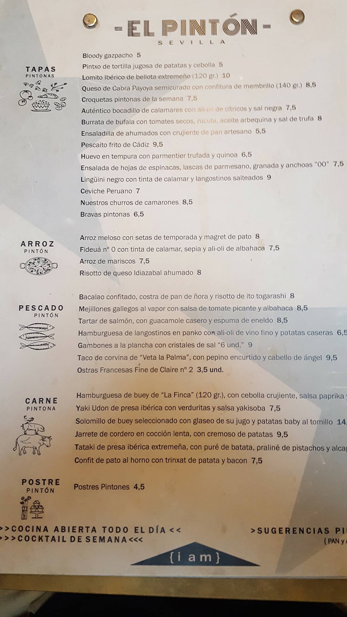 Menu at Restaurante El Pintón, Seville