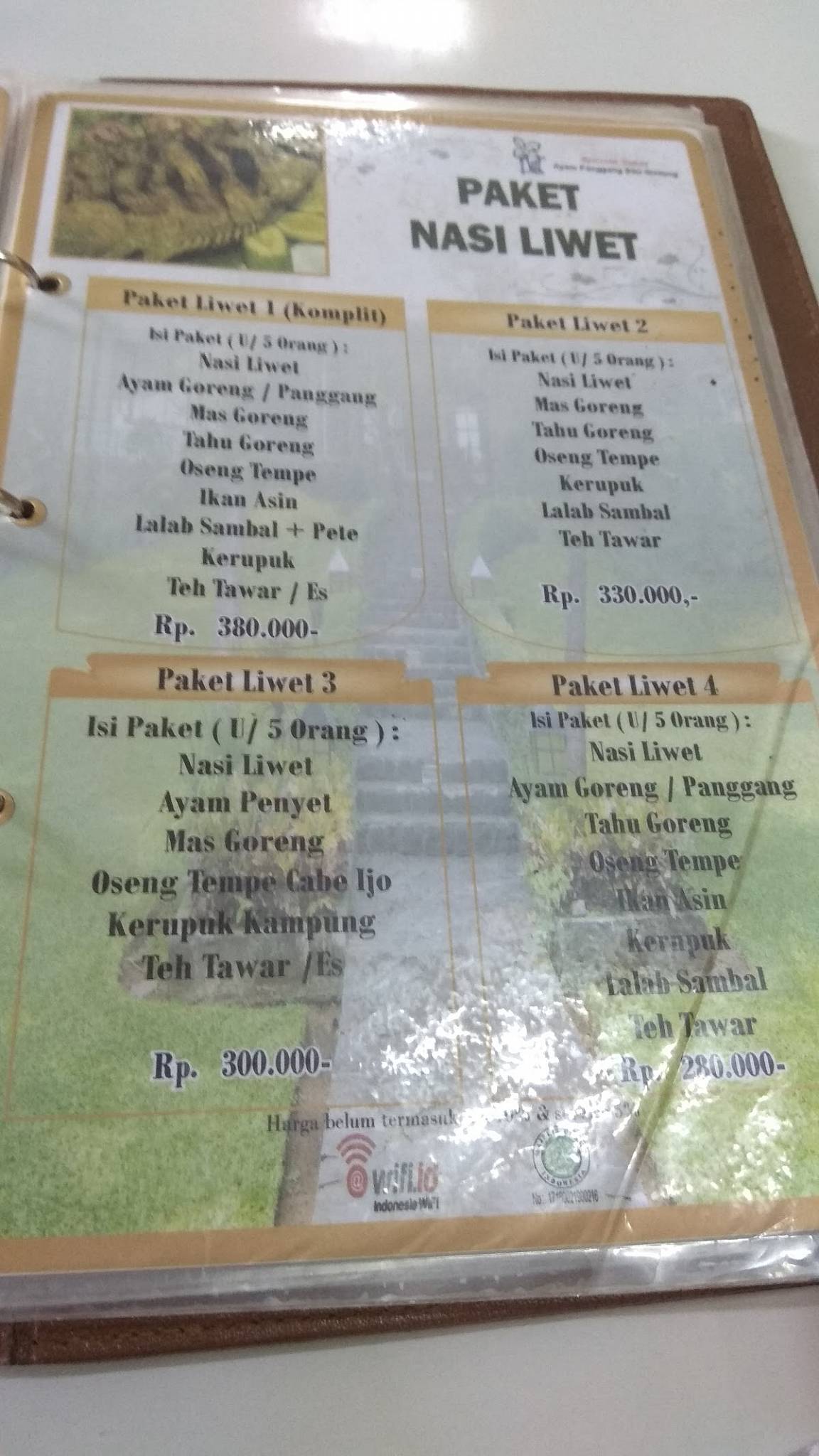 Menu at Restoran Taman Ayam Panggang Situ Gintung restaurant, South ...