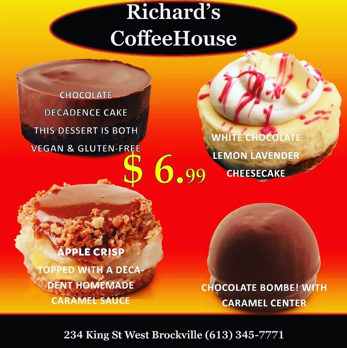 Menu at Richard's Coffeehouse pub & bar, Brockville