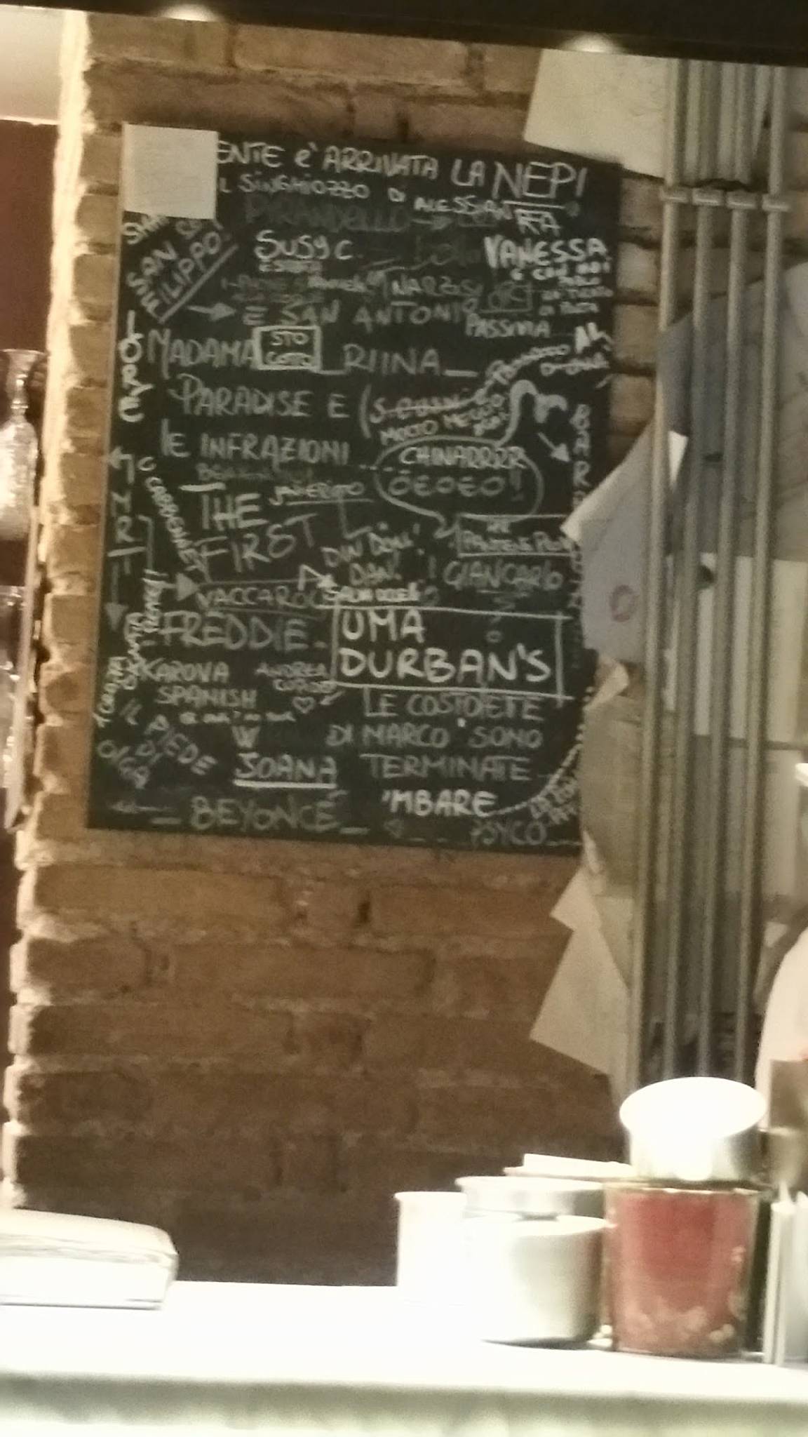 Menu at Ristorante Dillà, Rome
