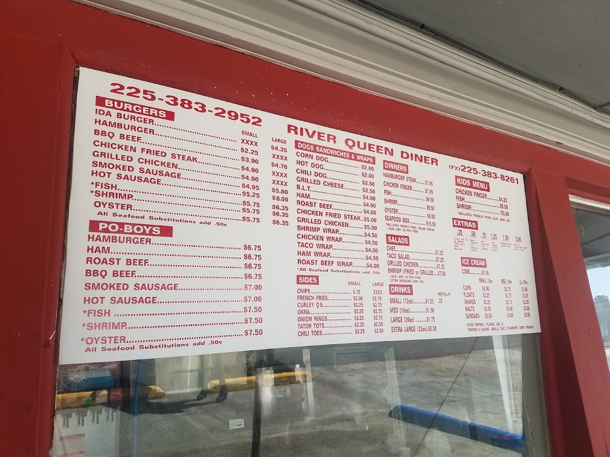 Menu at River Queen Drive Inn restaurant, Port Allen