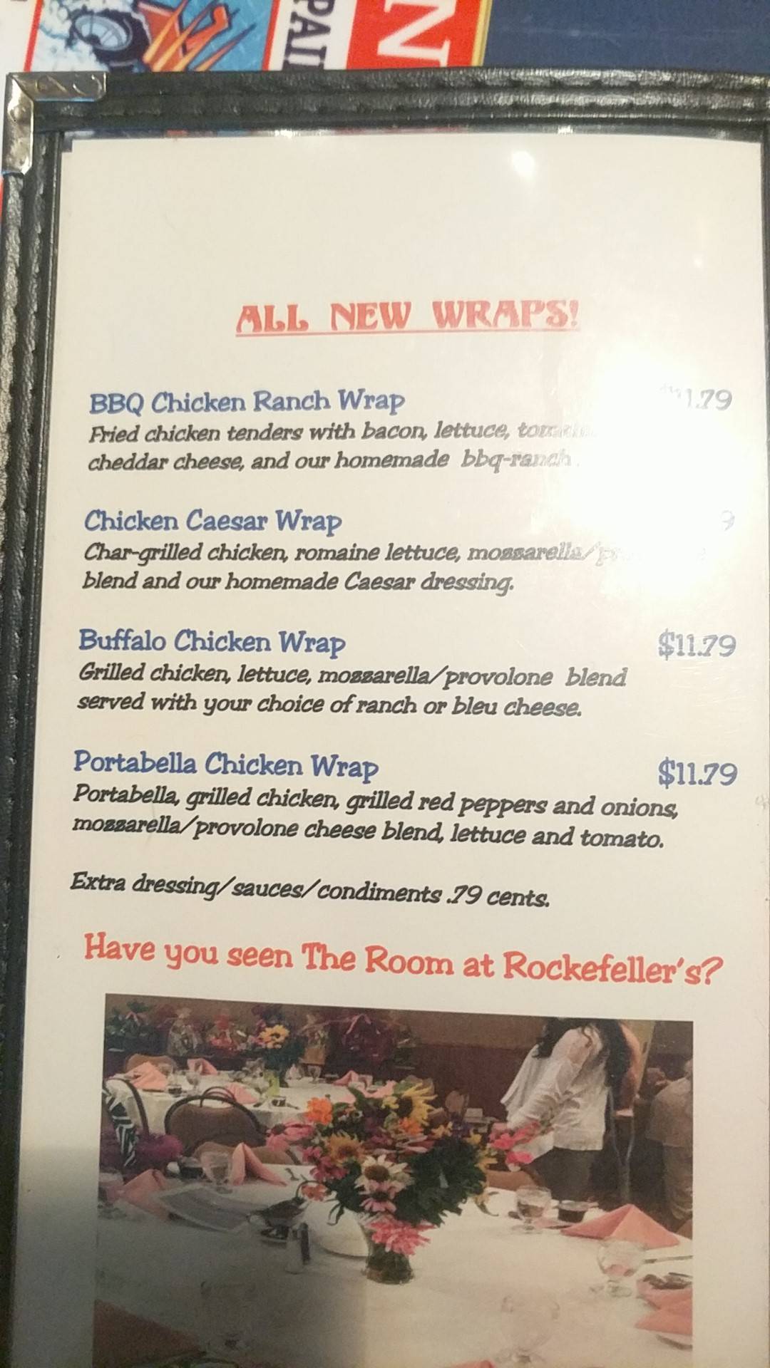 Menu at Rockefeller's Grille pub & bar, McKees Rocks