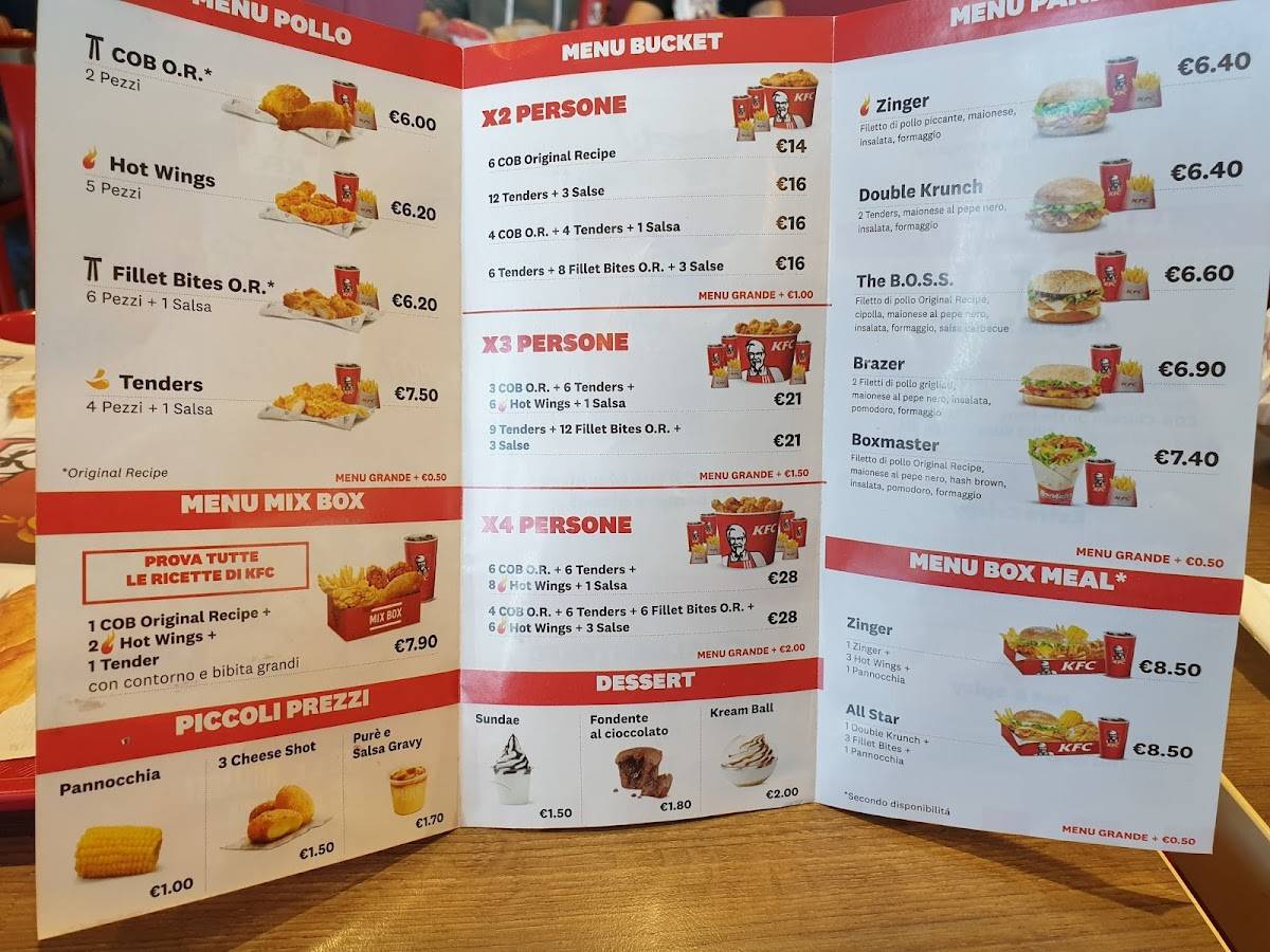 Carta de comida rápida KFC, Roma, Via Collatina