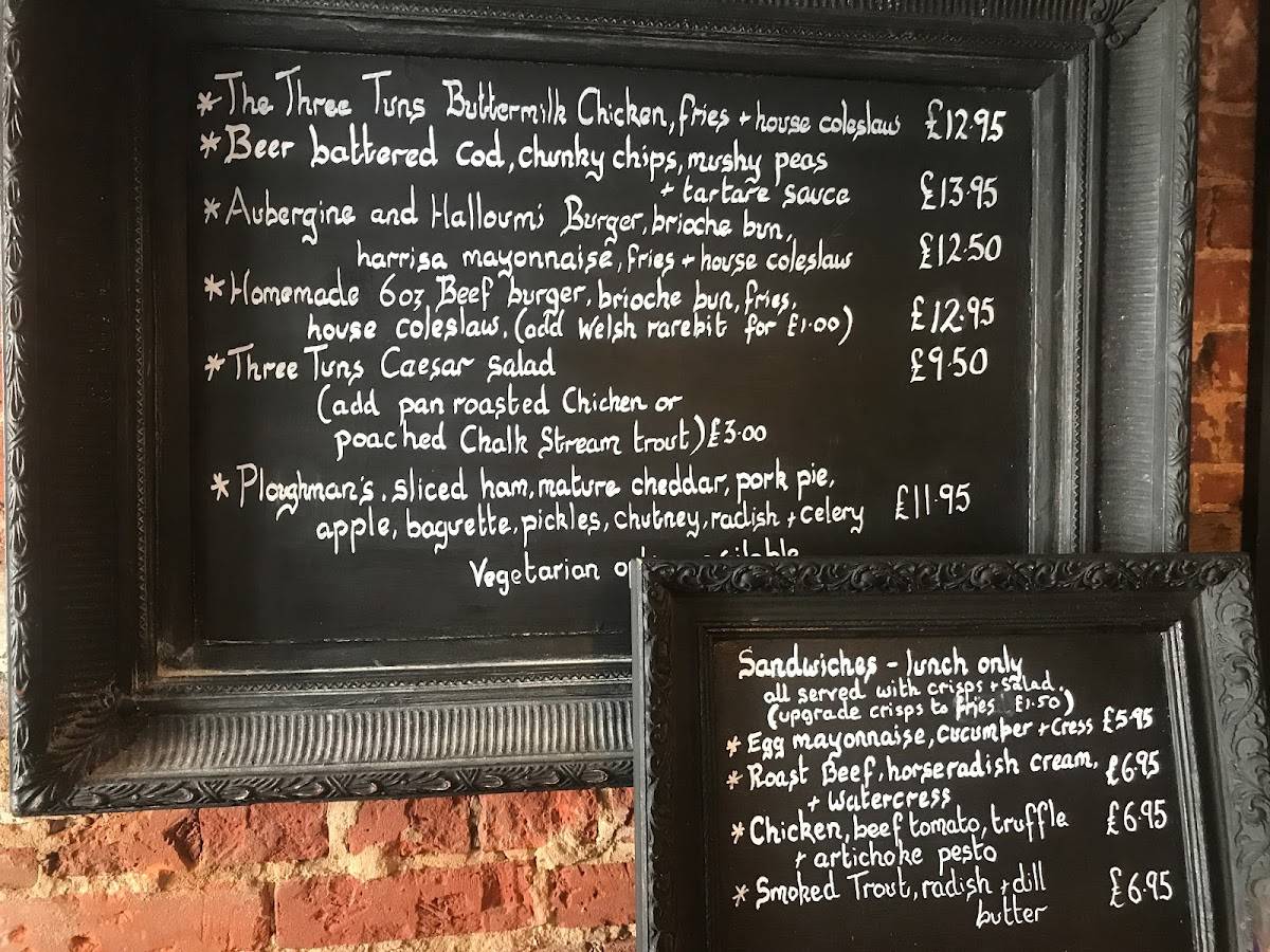 Menu at Three Tuns pub & bar, Romsey