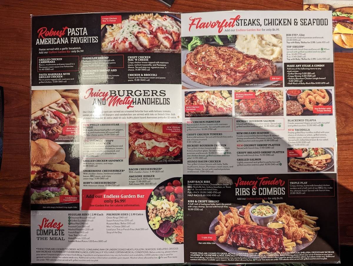 Menu at Ruby Tuesday restaurant, Austintown, Mahoning Ave