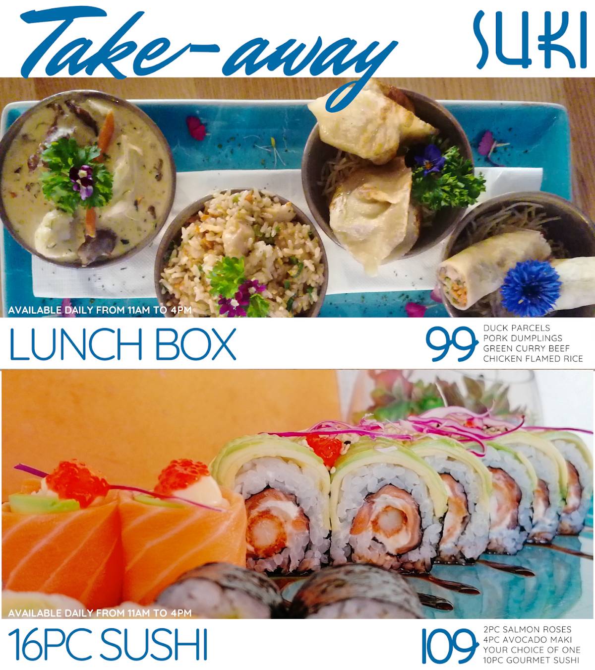 Menu at SUKI Sushi & Asian Cuisine restaurant, Port Elizabeth