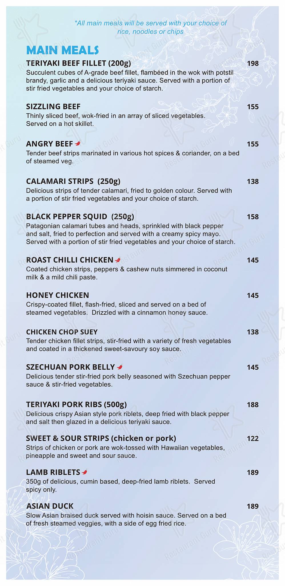 Menu at SUKI Sushi & Asian Cuisine restaurant, Port Elizabeth