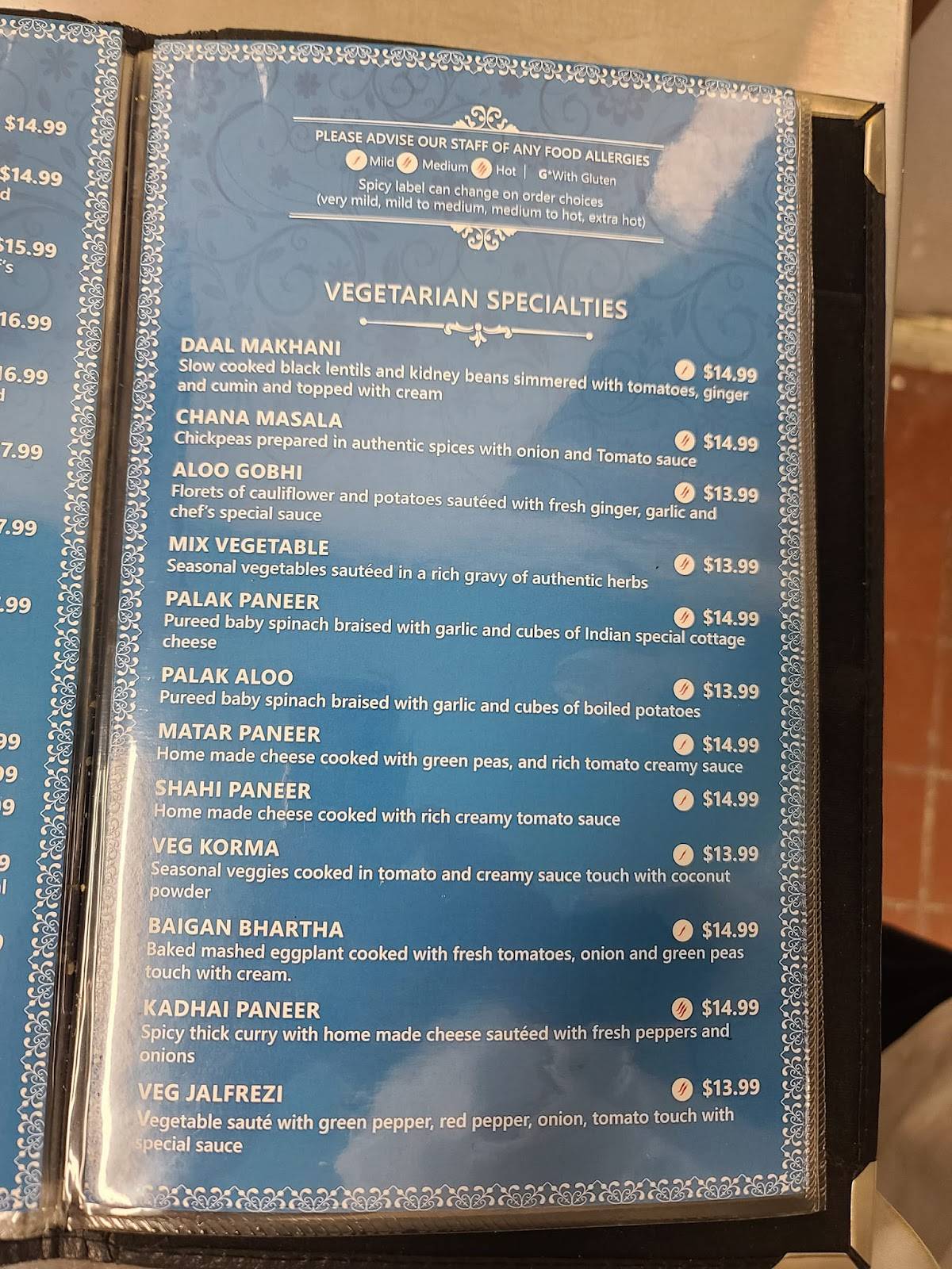 Menu at Sagar Indian Cuisine Smiths Falls restaurant, Smiths Falls