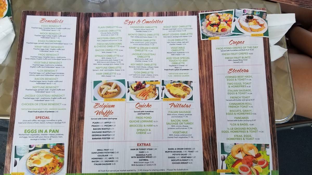 Menu at Frog Pond restaurant, Saint Pete Beach