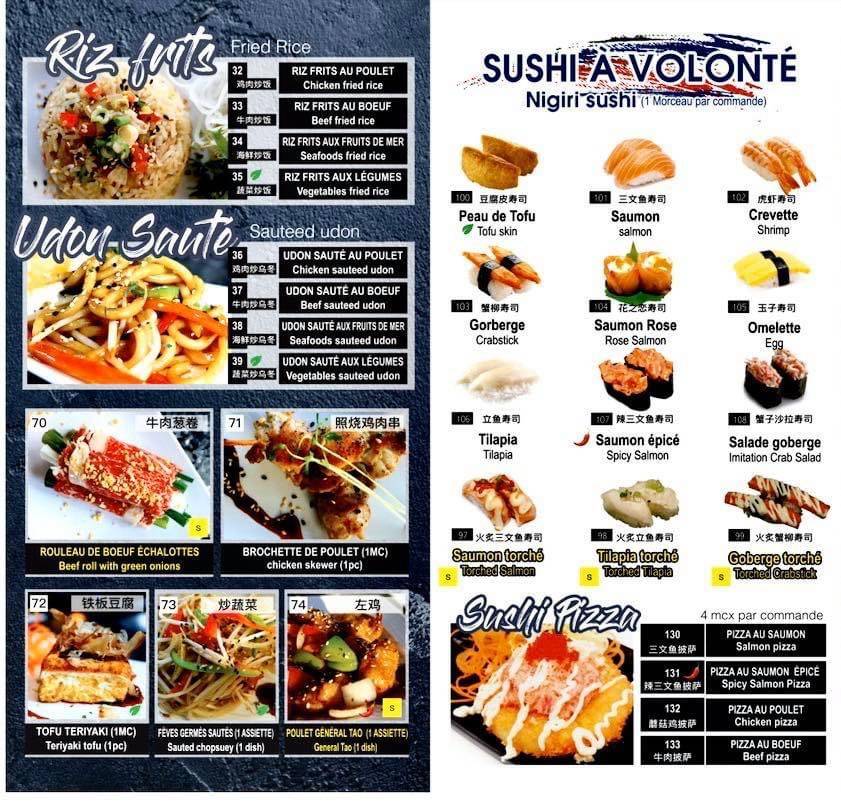 Menu au Sakura BBQ Coréen, Québec