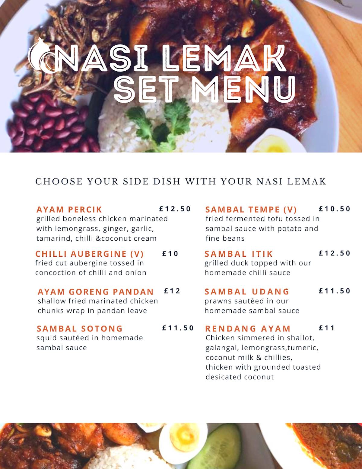 Menu at Sambal Tumis restaurant, Bournemouth