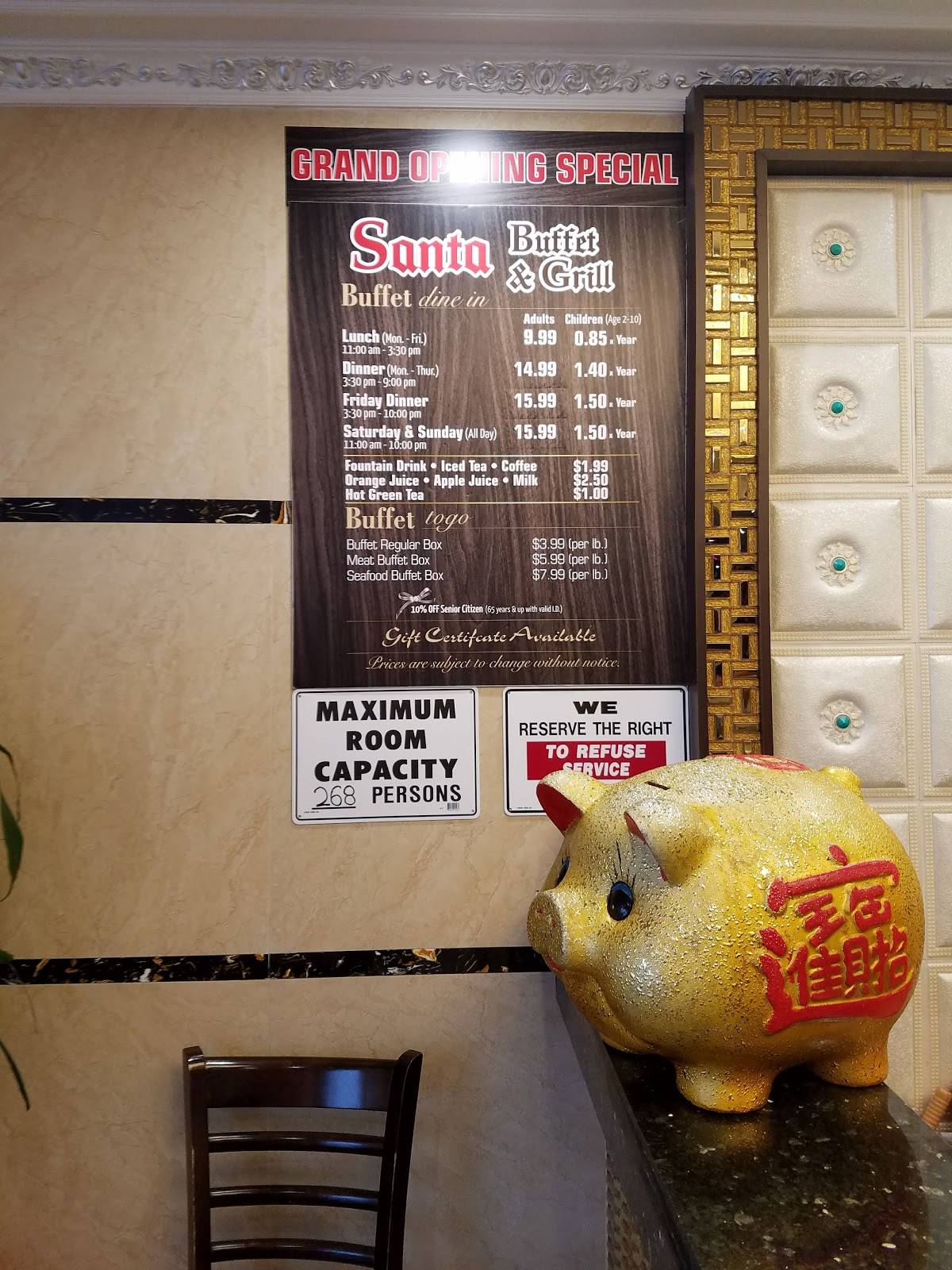 Menu at Santa Buffet & Grill restaurant, Santa Ana